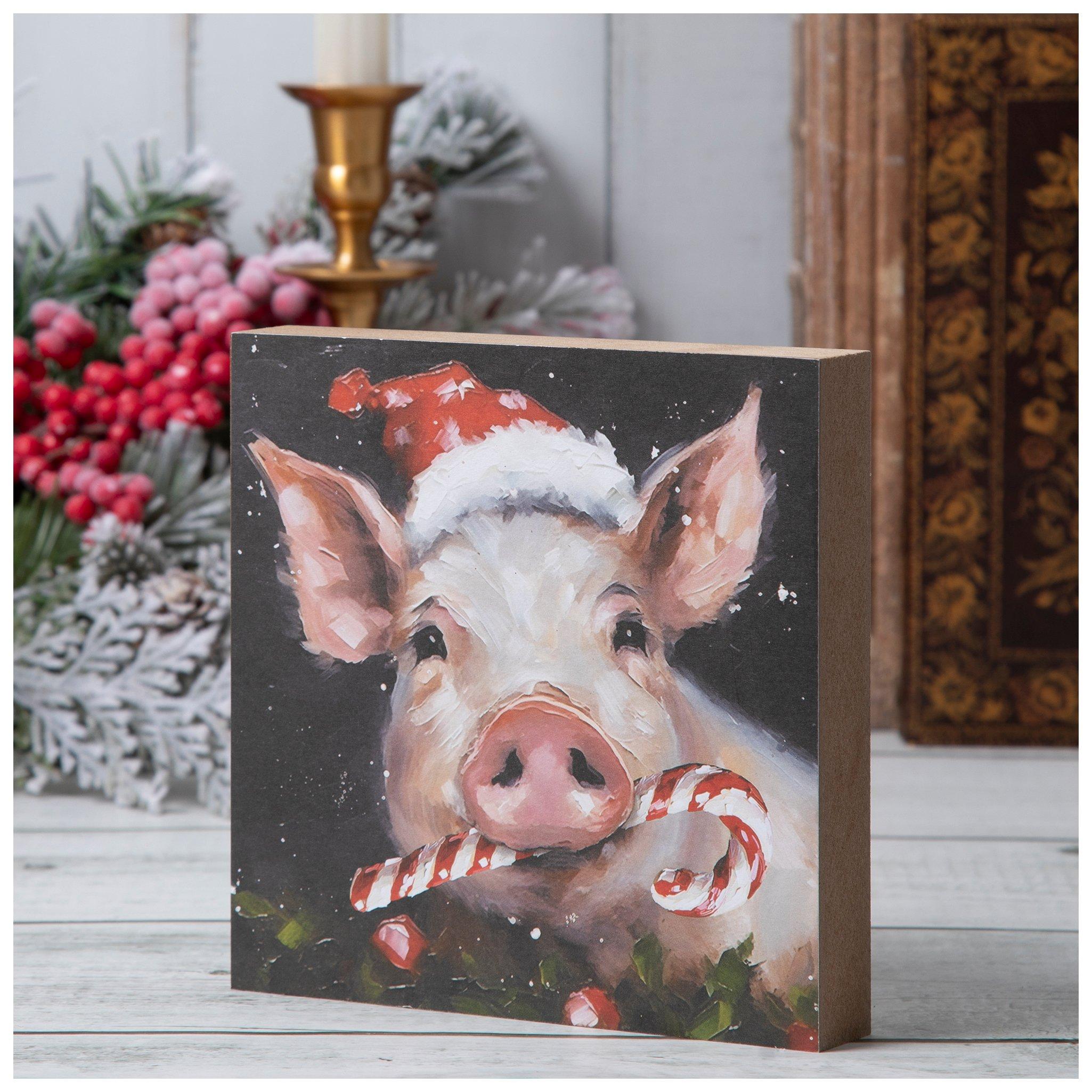 Candy Cane Pig Wood Decor | Hobby Lobby | 106261119