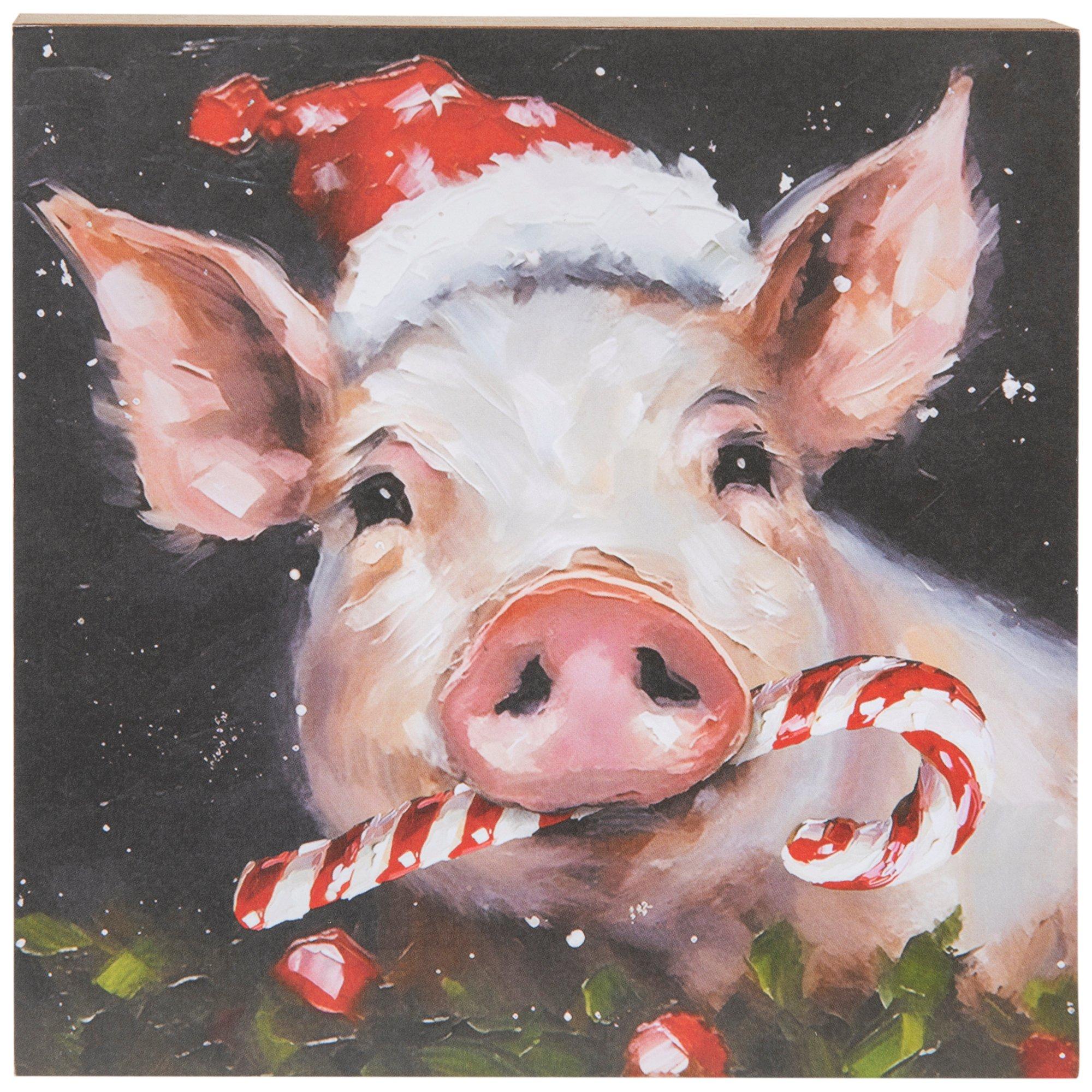 Candy Cane Pig Wood Decor | Hobby Lobby | 106261119