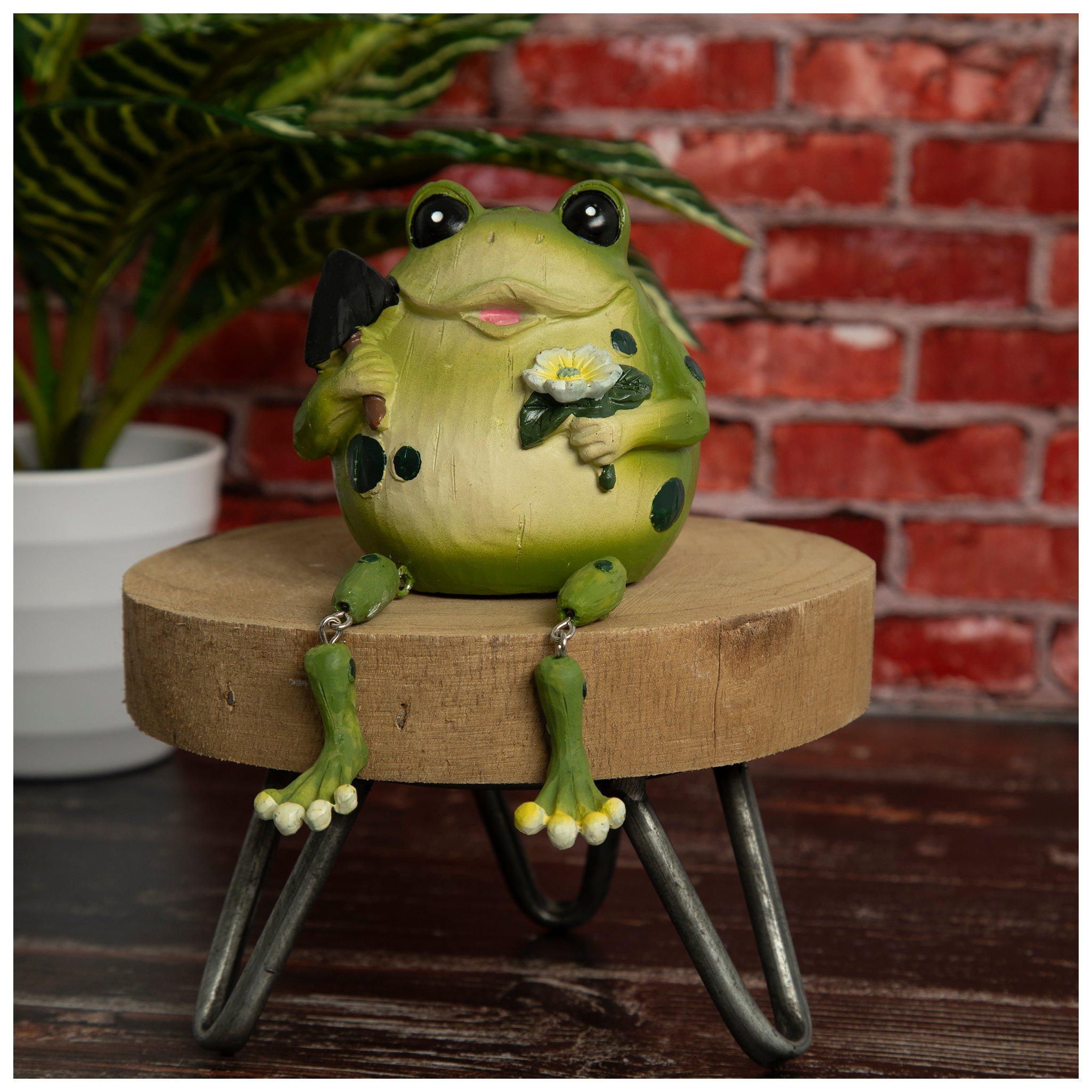 Wood Look Frog With Shovel Shelf Sitter | Hobby Lobby | 106315402