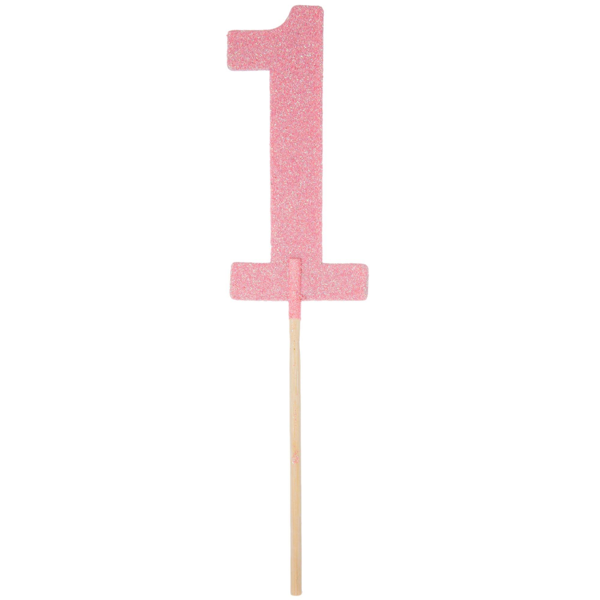Pink Glitter Number One Cake Topper | Hobby Lobby | 1103373