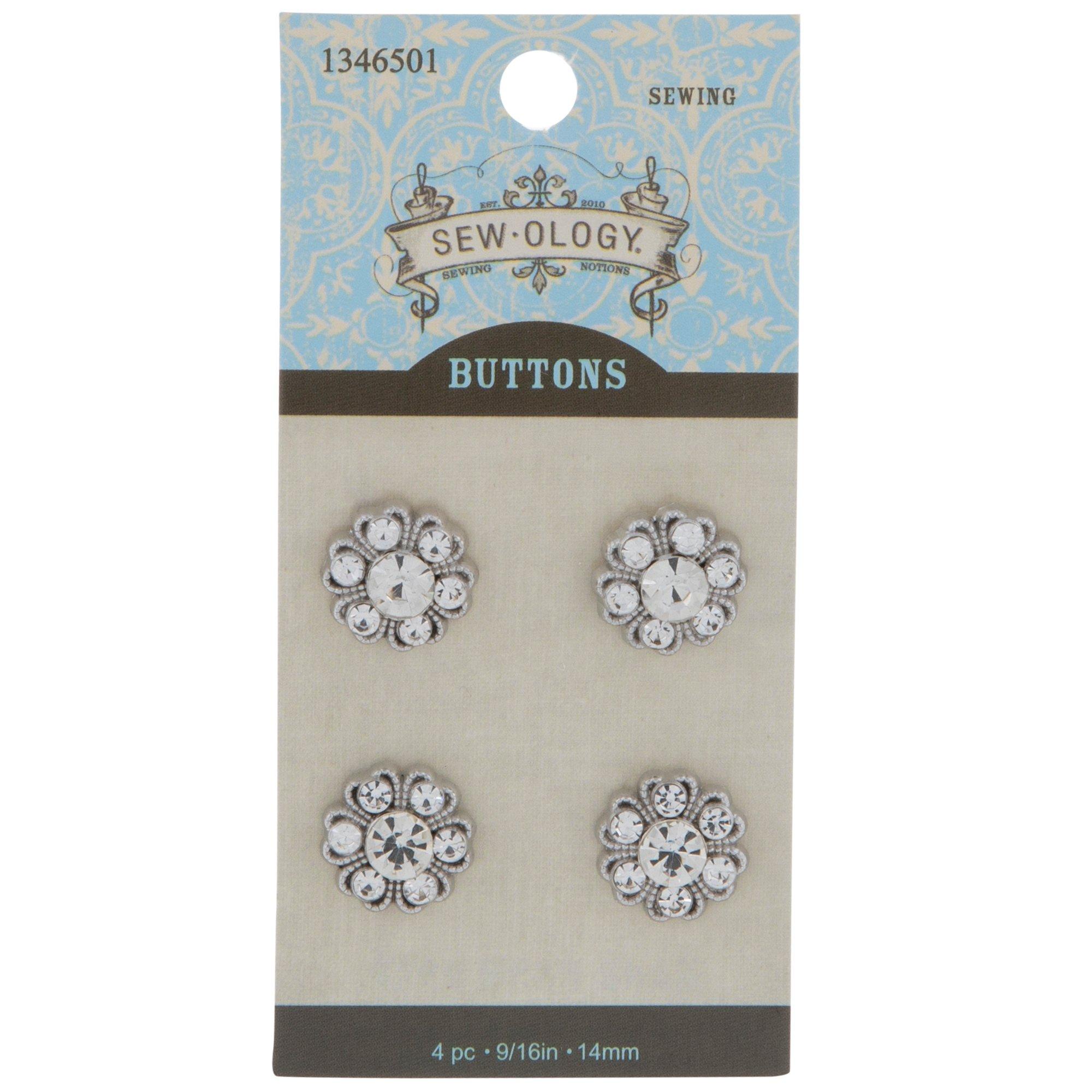 Silver Rhinestone Flower Shank Buttons - 14mm | Hobby Lobby | 1346501
