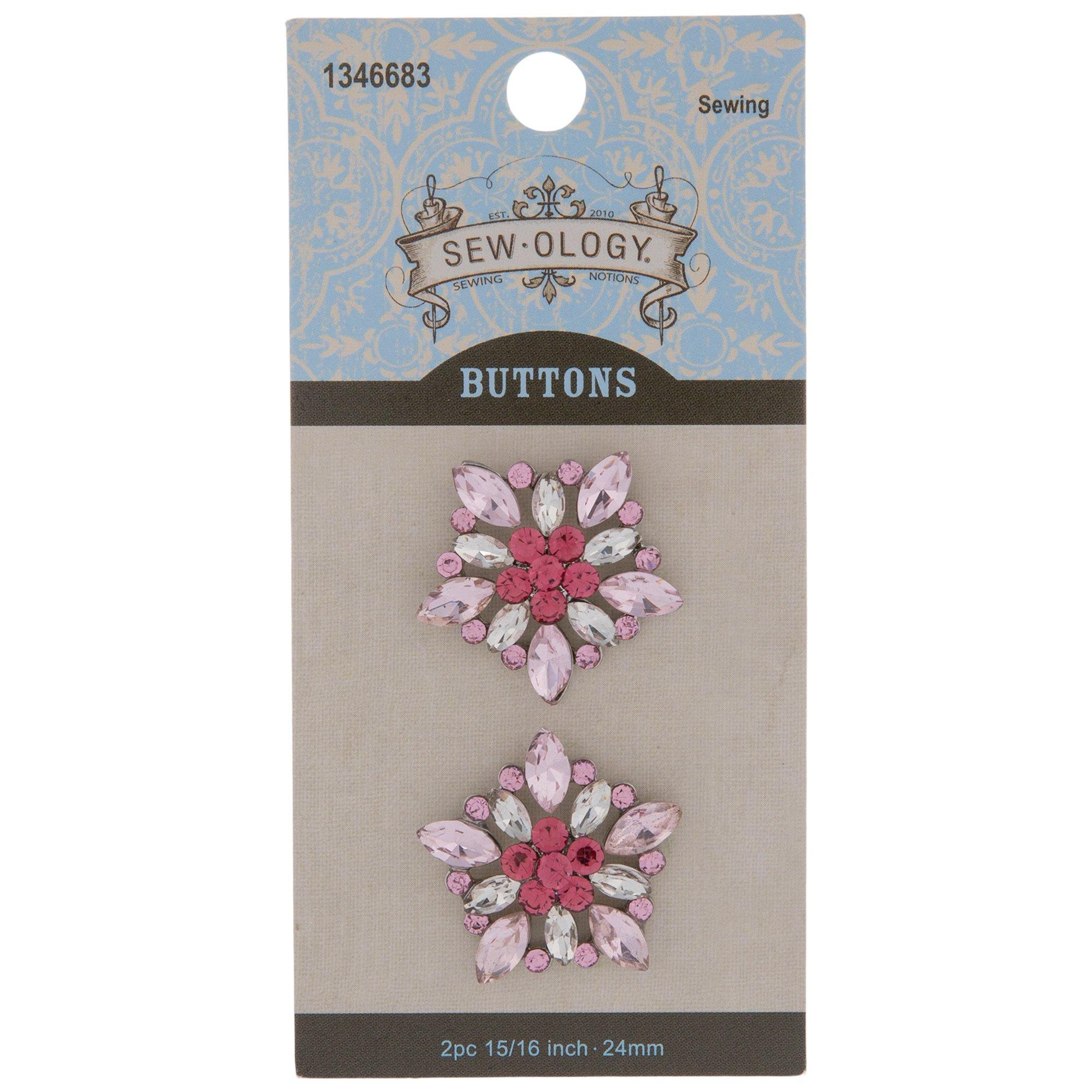 Pink Rhinestone Flower Shank Buttons - 24mm | Hobby Lobby | 1346683