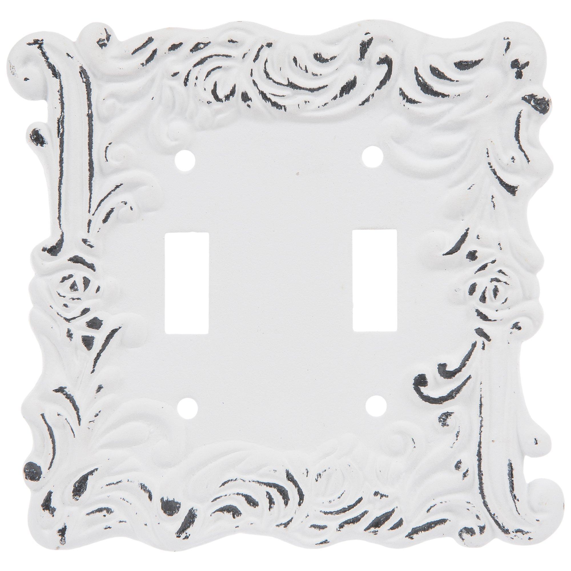 Distressed White Flourish Double Switch Plate | Hobby Lobby | 1481522