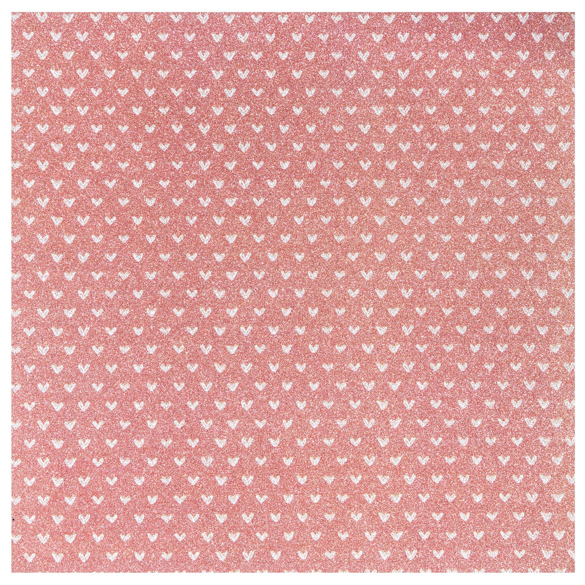 Rose Gold Hearts Glitter Scrapbook Paper - 12" x 12" | Hobby Lobby ...