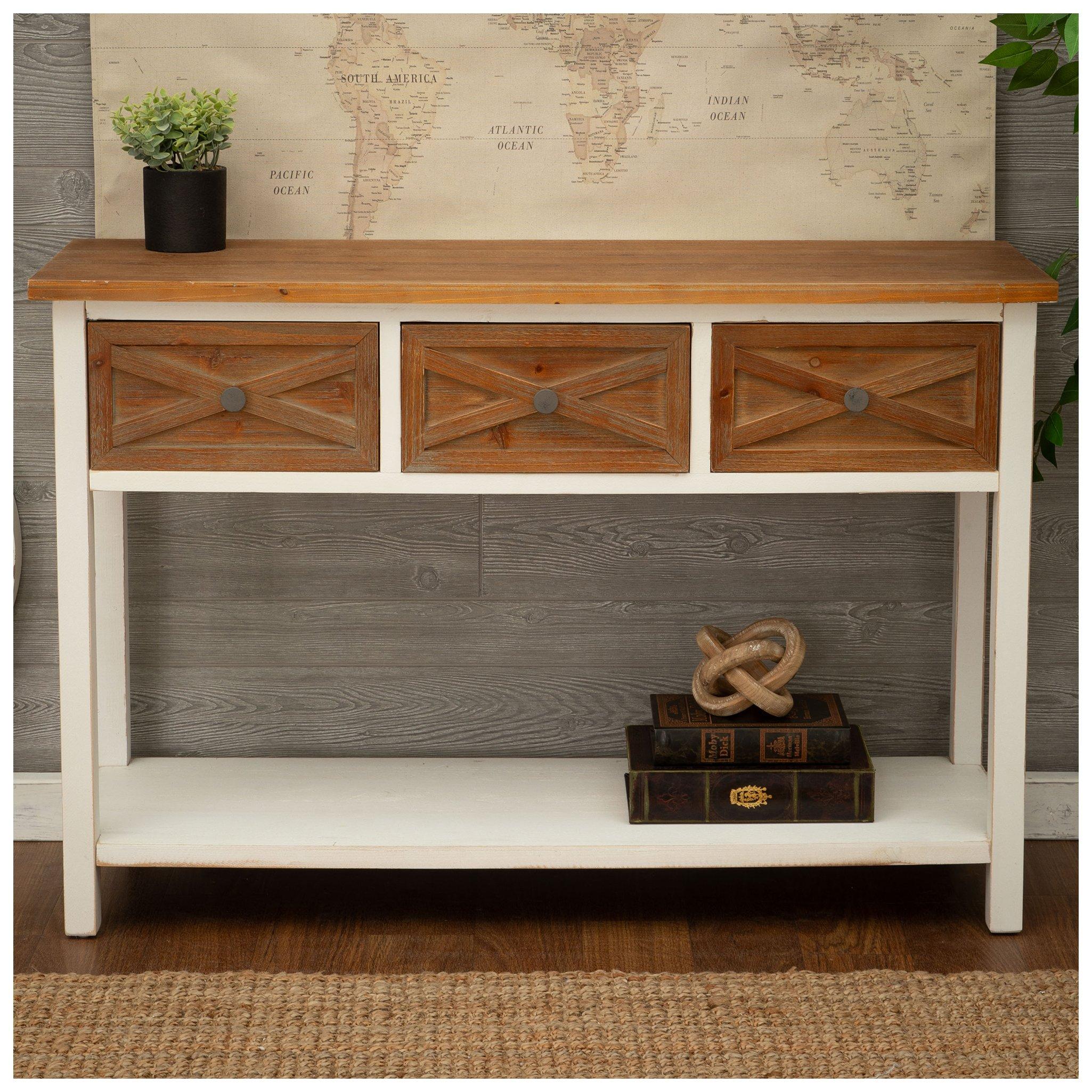 Rustic Crossbuck Wood Console Table With Storage | Hobby Lobby | 1537612