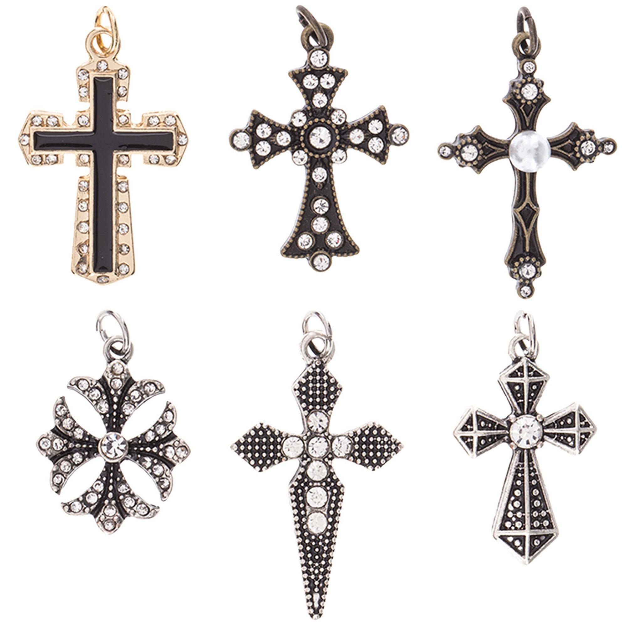 Textured Cross Charms With Rhinestones | Hobby Lobby | 1570902