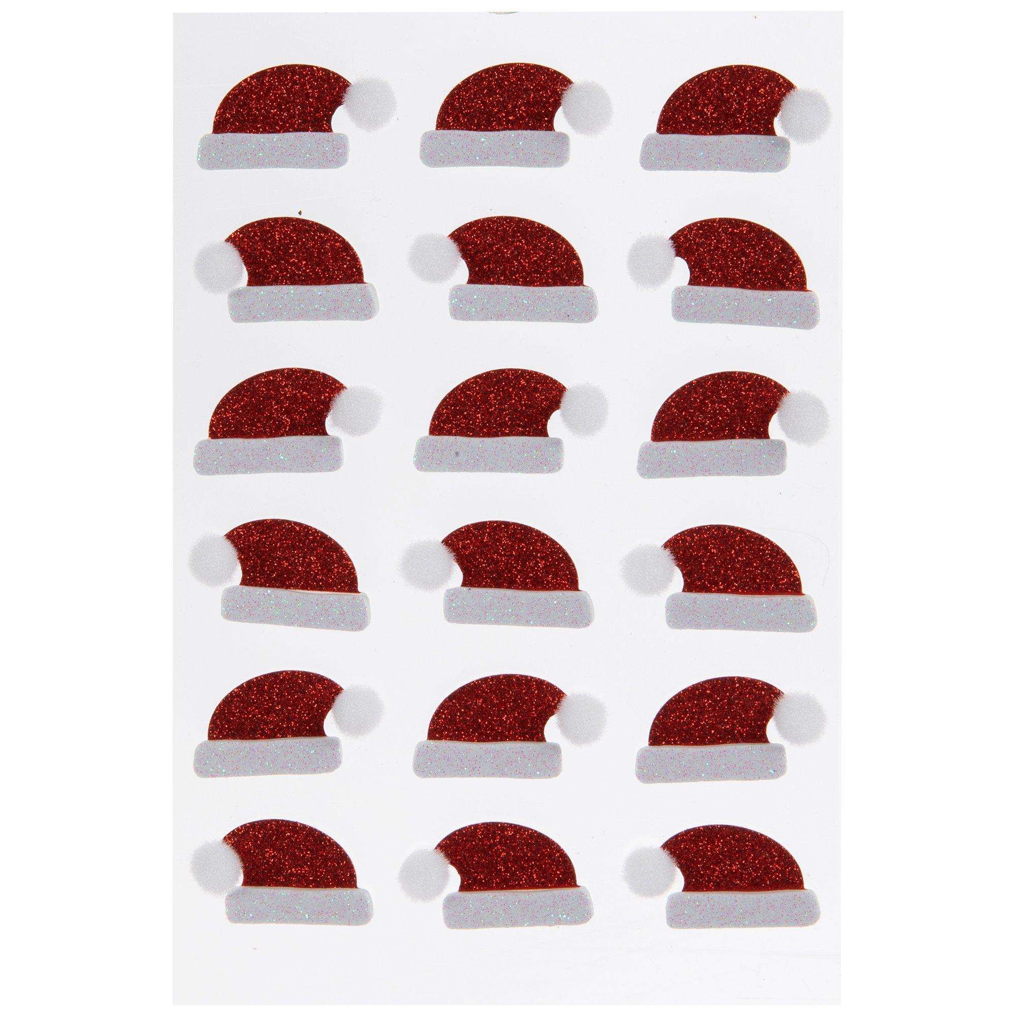 Santa Hat Glitter 3D Stickers | Hobby Lobby | 1607803