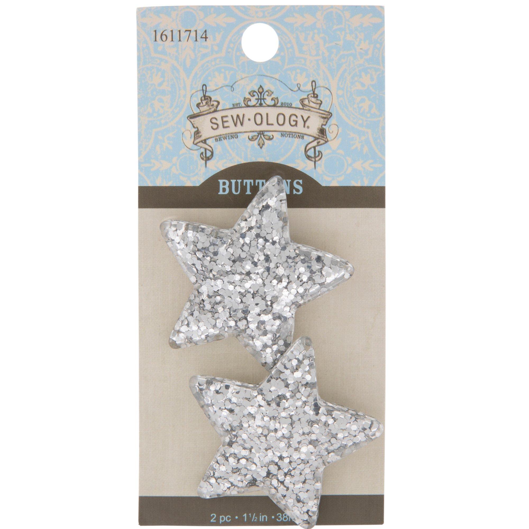 Silver Glitter Star Shank Buttons - 38mm | Hobby Lobby | 1611714