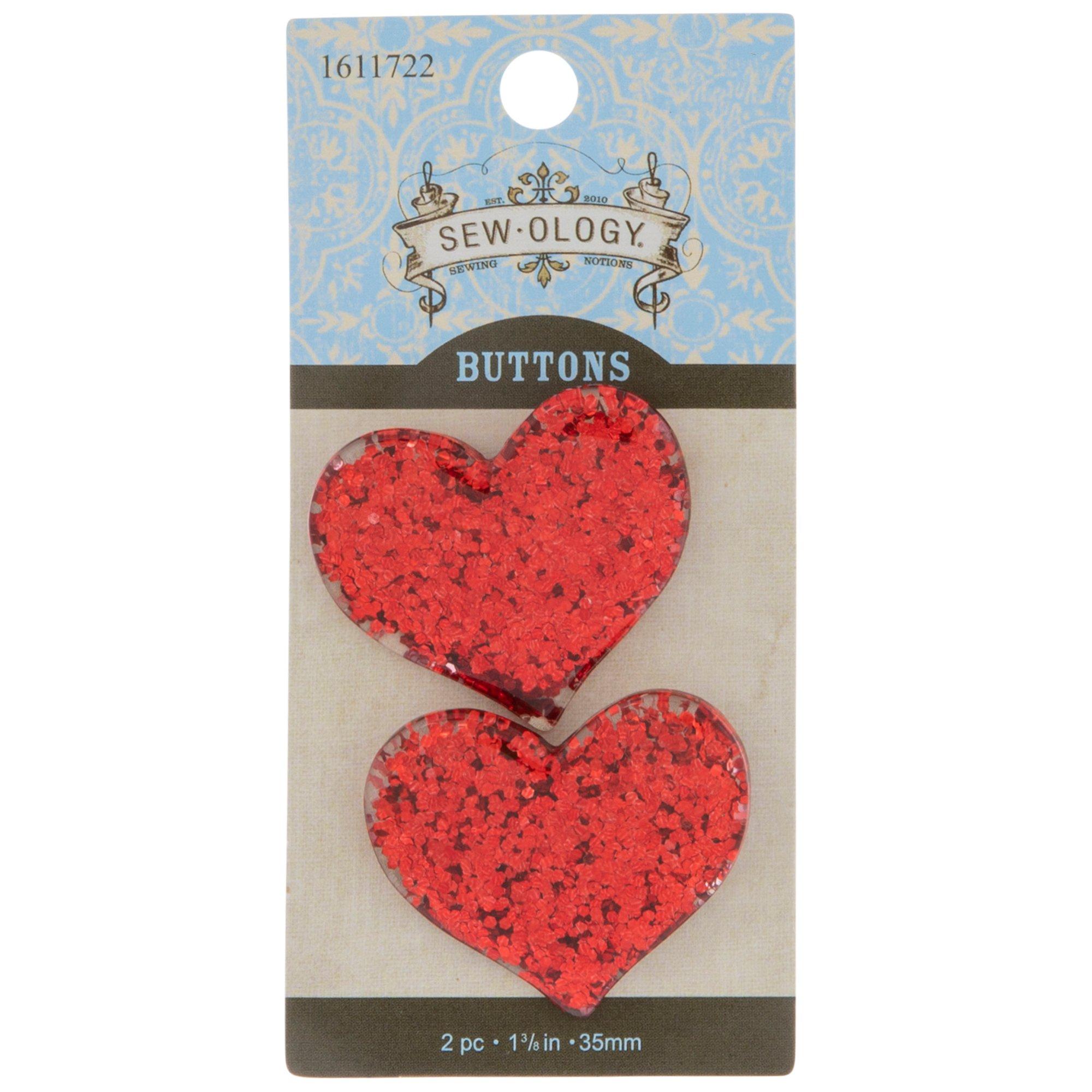 Glitter Heart Shank Buttons - 35mm | Hobby Lobby | 1611722