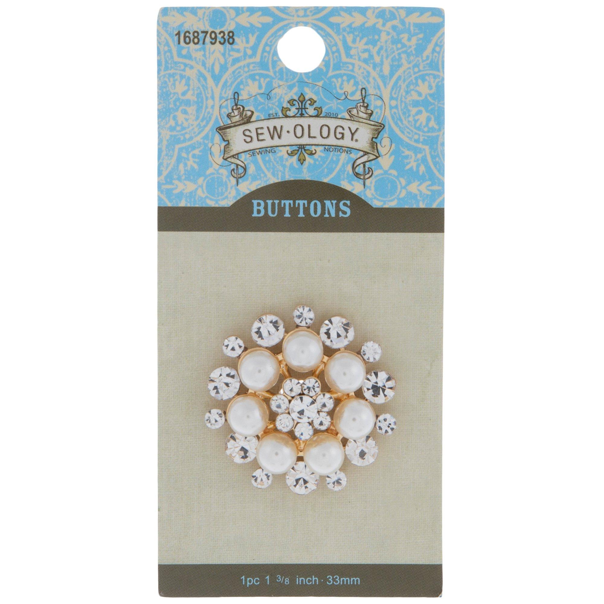 Pearl & Rhinestone Round Shank Button - 33mm | Hobby Lobby | 1687938