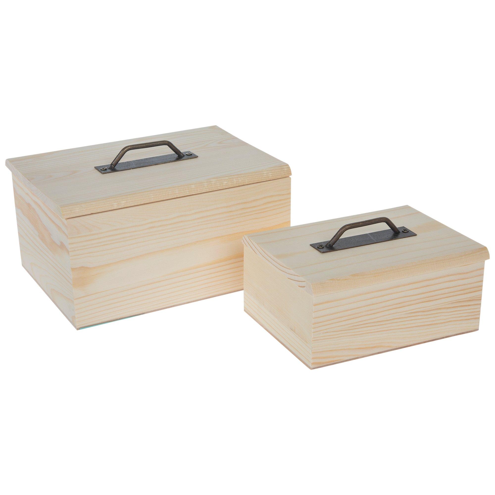 Wood Box With Metal Handle Set | Hobby Lobby | 1777895