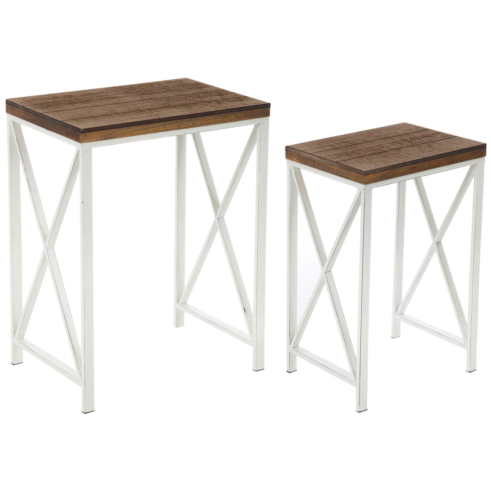 White & Brown Wood Plank Accent Table Set | Hobby Lobby | 1867449