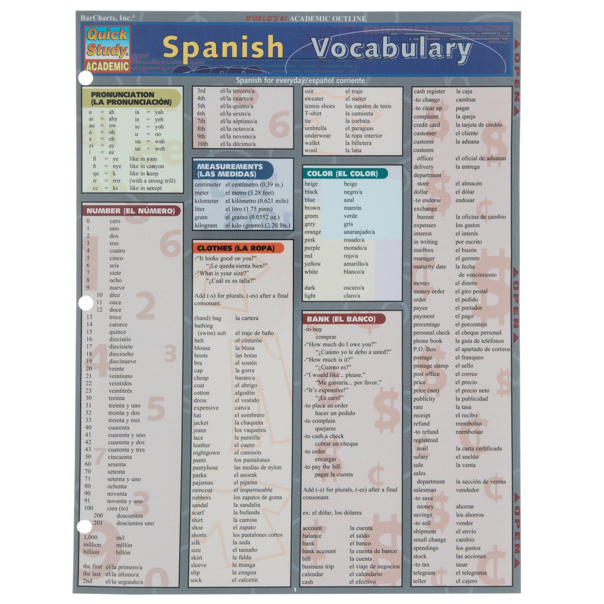 Spanish Vocabulary Guide | Hobby Lobby | 1872670