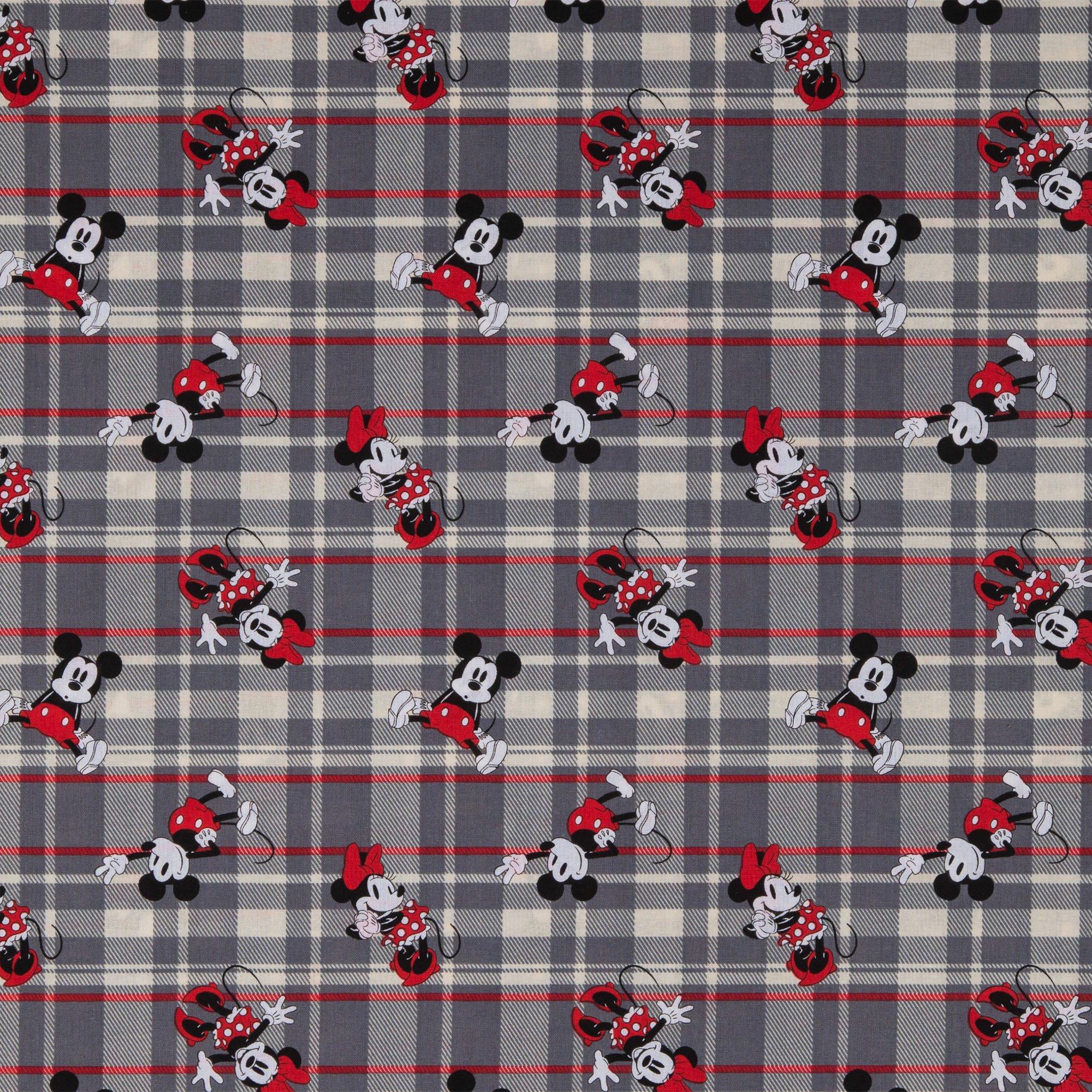 Mickey & Minnie Plaid Cotton Calico Fabric | Hobby Lobby | 1887041