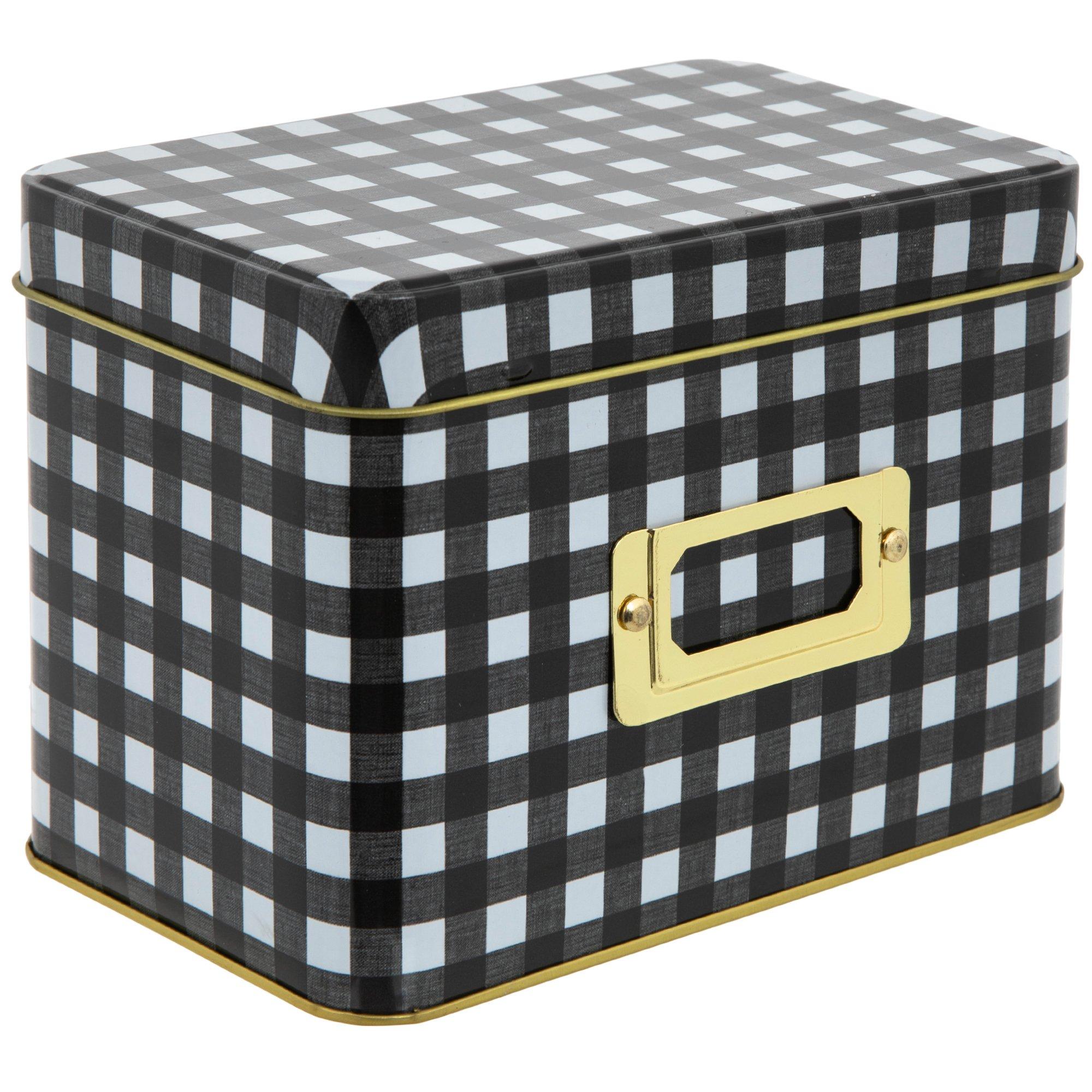 Black & White Buffalo Plaid Metal Recipe Box | Hobby Lobby | 1887140