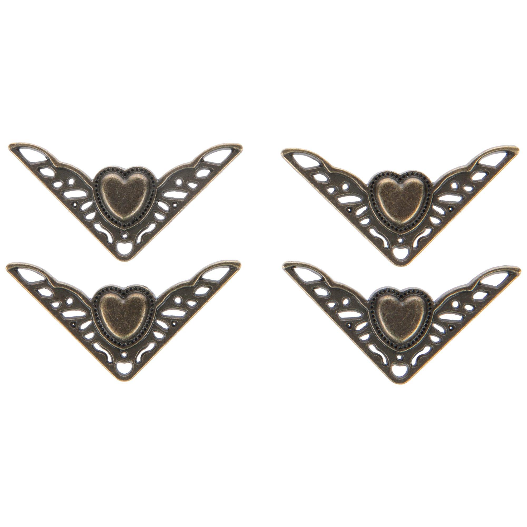 Antique Bronze Plated Heart Corners | Hobby Lobby | 1915784