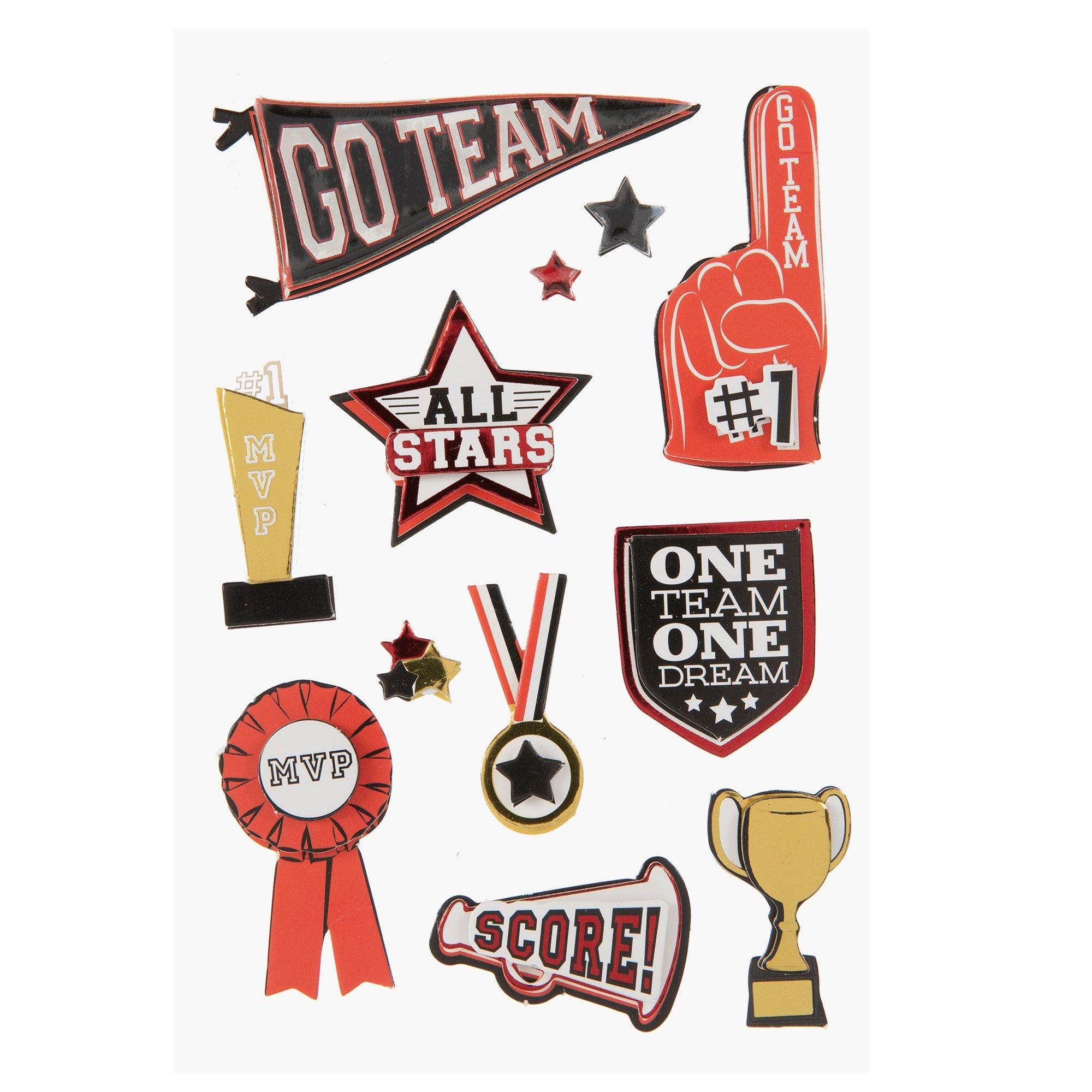 Red Go Team Sports 3D Stickers | Hobby Lobby | 1993948
