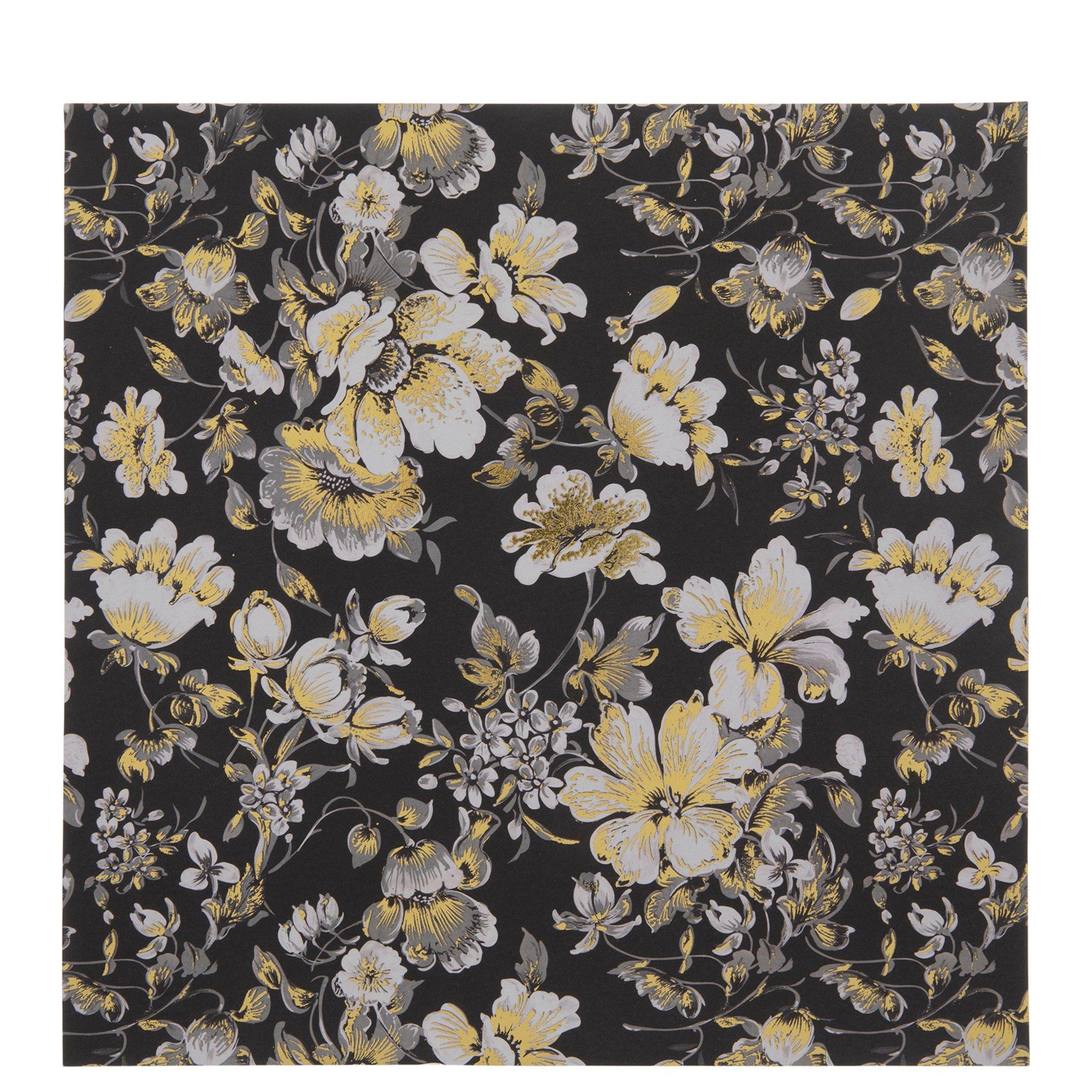 Black & Gold Foil Floral Scrapbook Paper - 12" x 12" | Hobby Lobby ...
