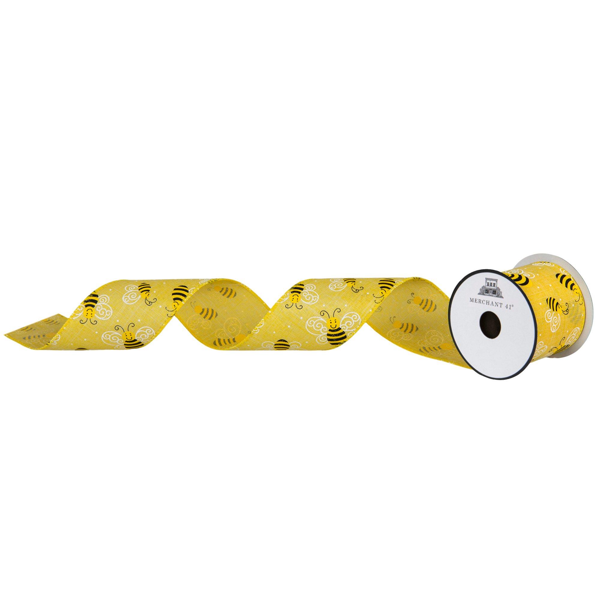 Bumble Bee Polka Dot Burlap Ribbon - 2 1/2" | Hobby Lobby | 2039576