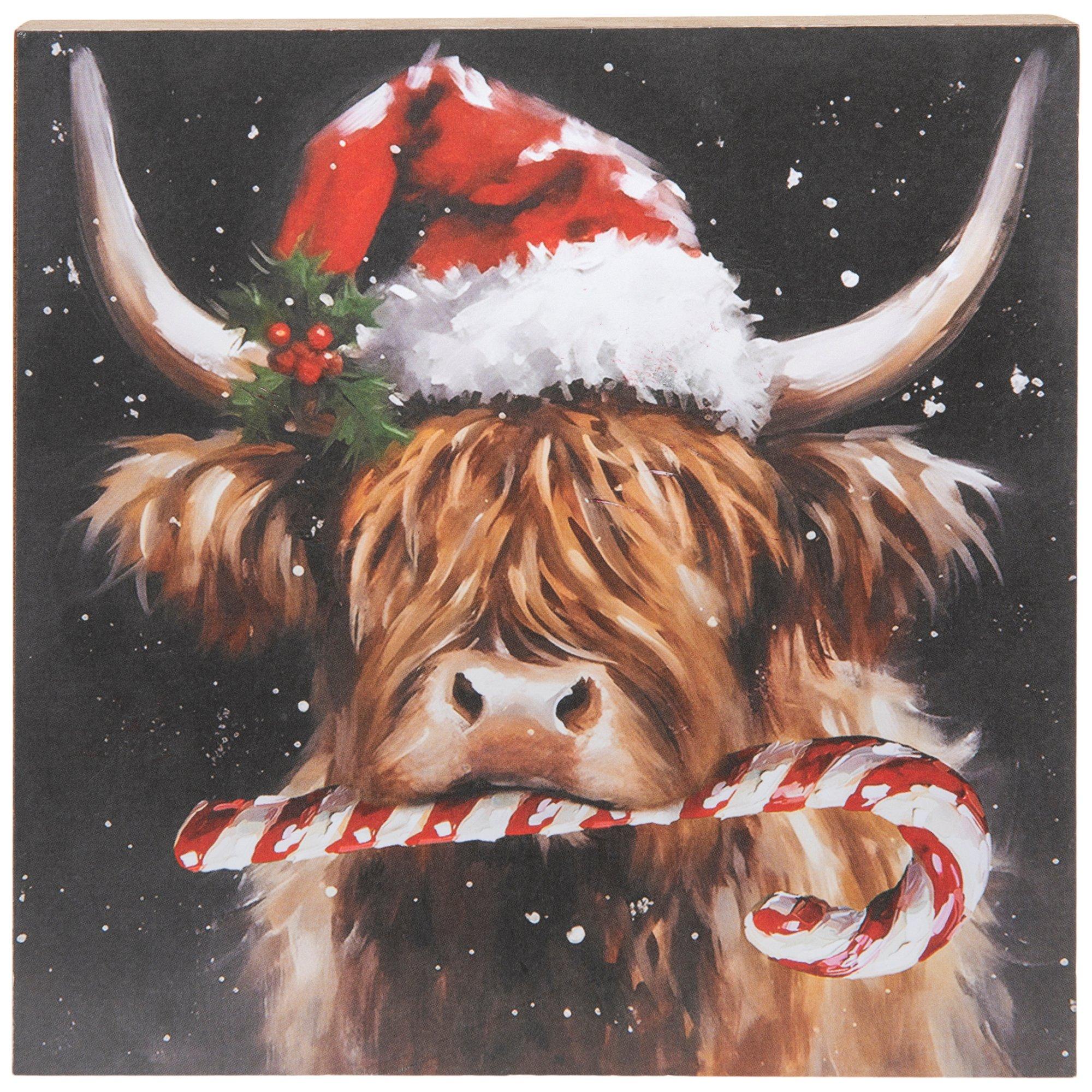 Candy Cane Highland Cow Wood Decor | Hobby Lobby | 206261119