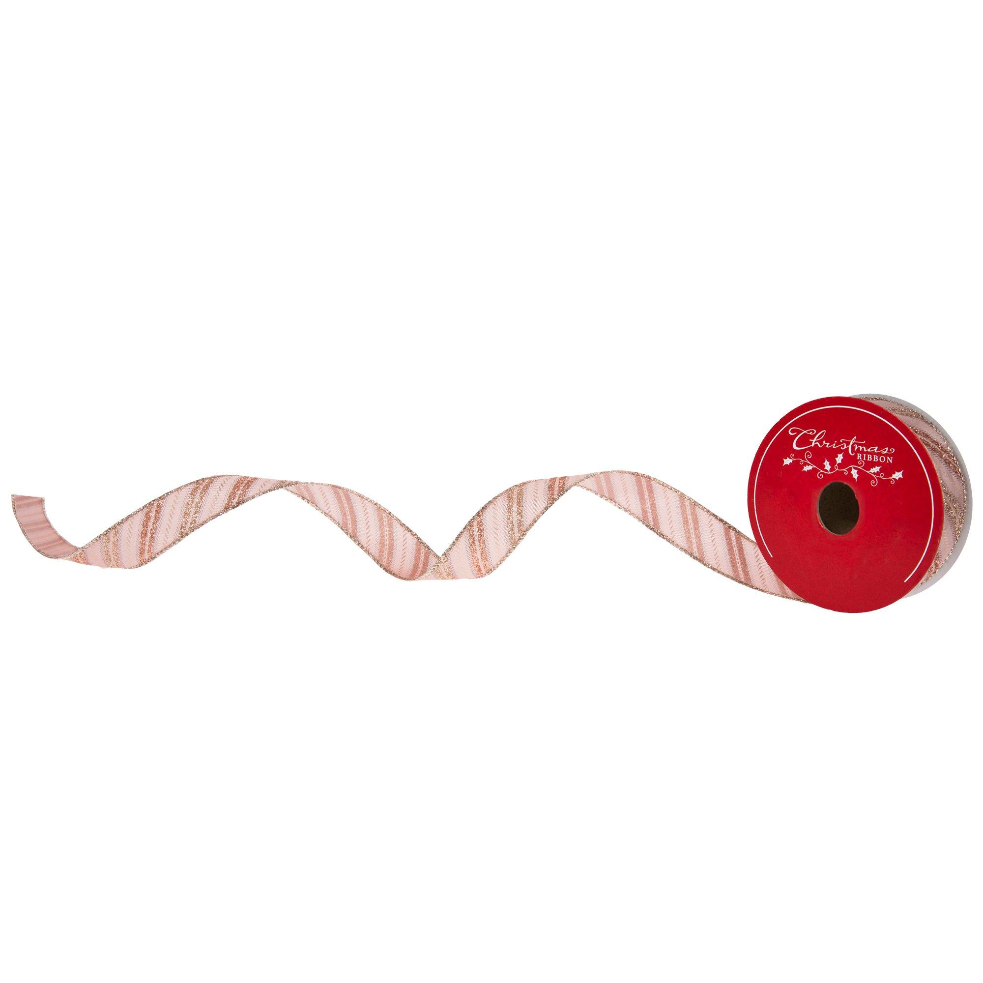 Rose Gold Striped Wired Edge Ribbon | Hobby Lobby | 206346456