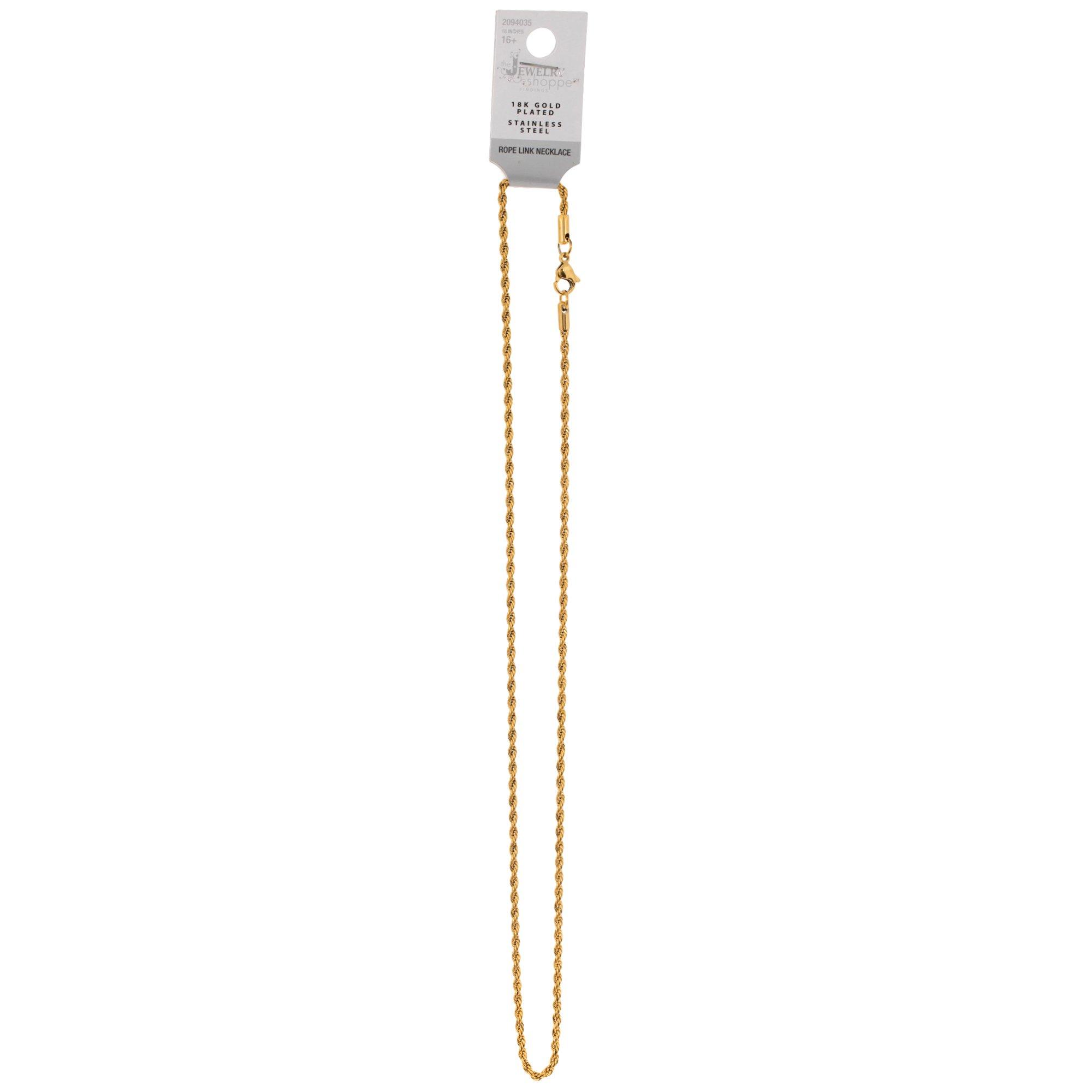 18K Gold Plated Stainless Steel Rope Chain Necklace - 18" | Hobby Lobby ...