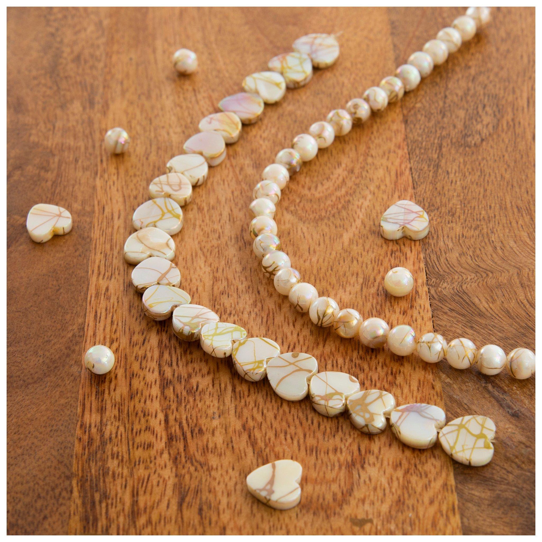 Heart & Round Iridescent Shell Bead Strands | Hobby Lobby | 2100295