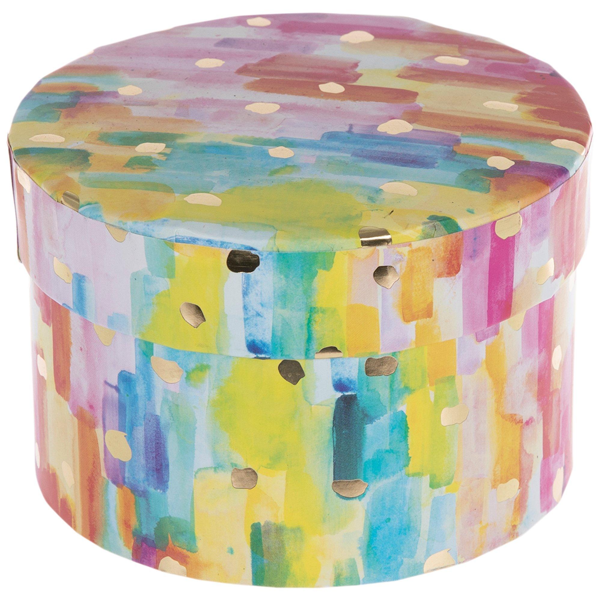 Rainbow Round Box With Gold Speckles | Hobby Lobby | 2105344