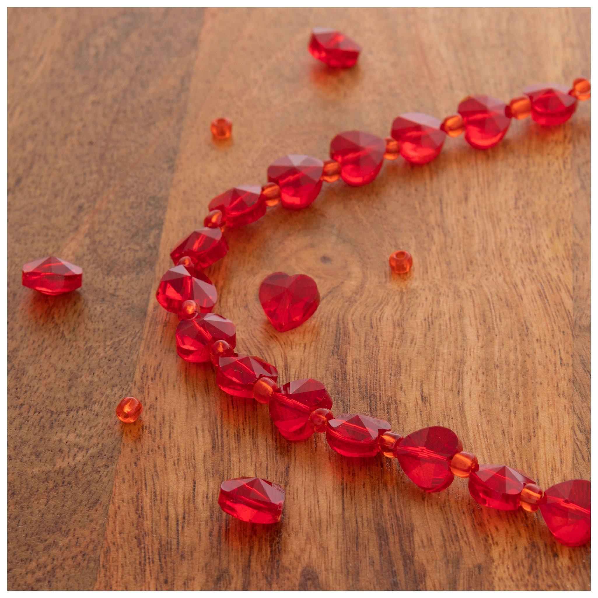 Red Faceted Heart Glass Bead Strand | Hobby Lobby | 2124097