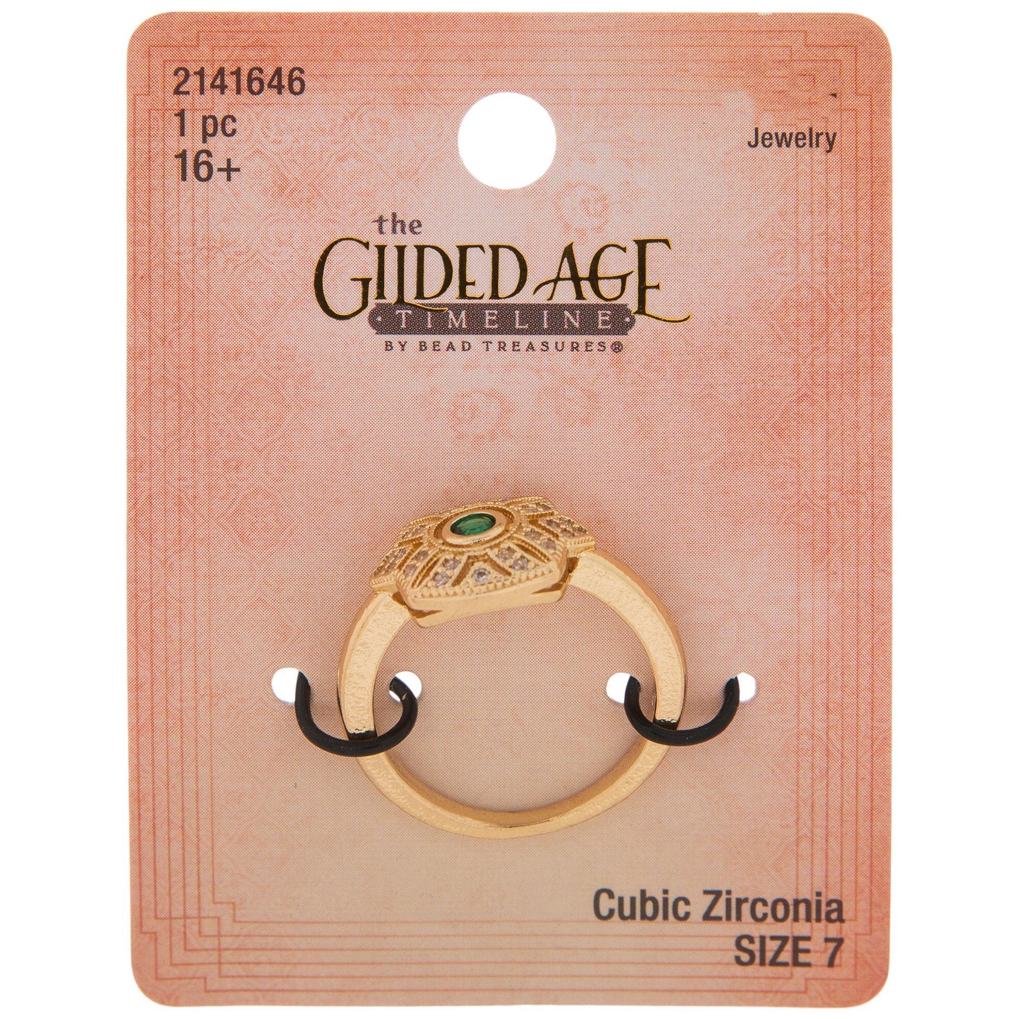 Green Cubic Zirconia Art Deco Ring - Size 7 | Hobby Lobby | 2141646