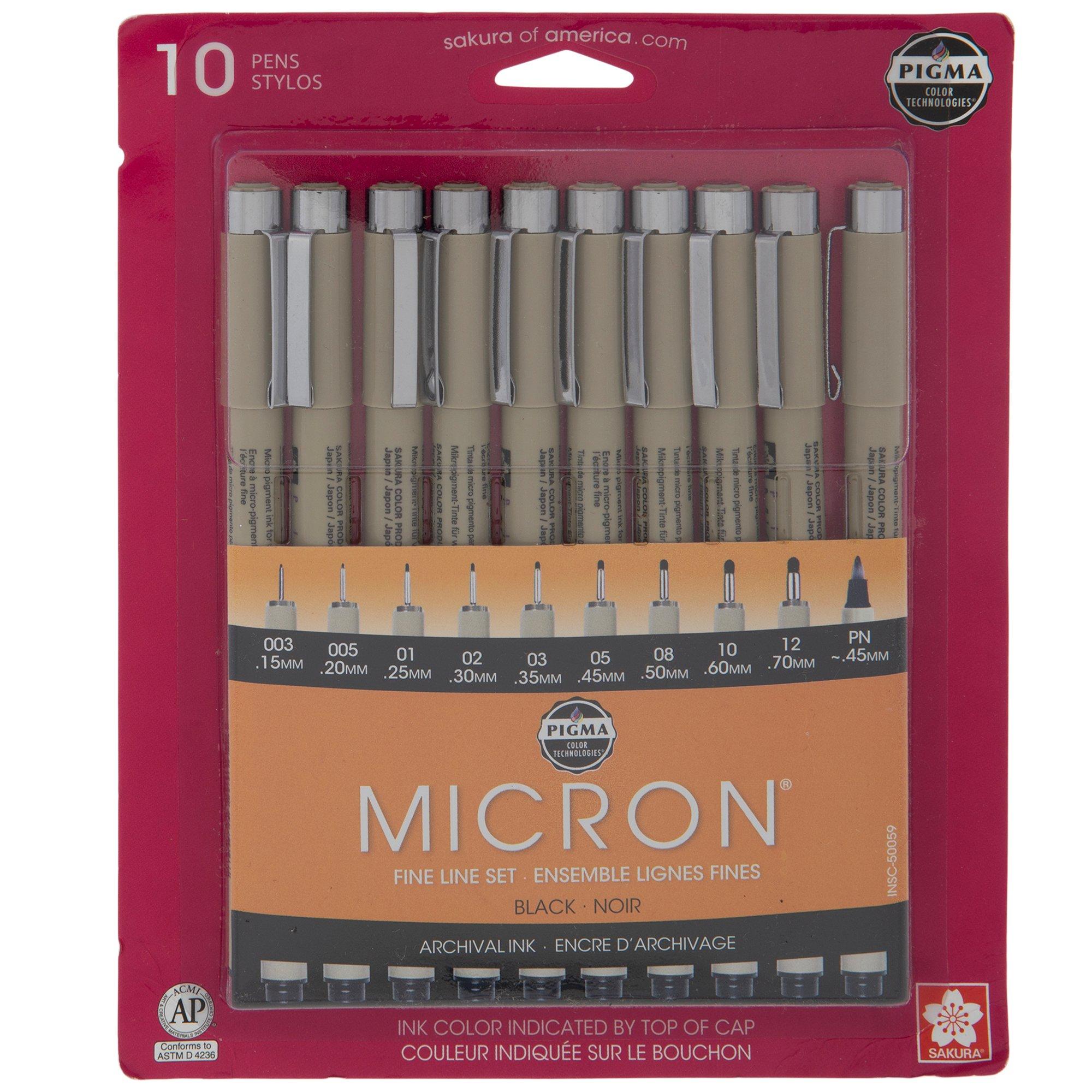Black Micron Fine Line Ink Pens - 10 Piece Set | Hobby Lobby | 2144046