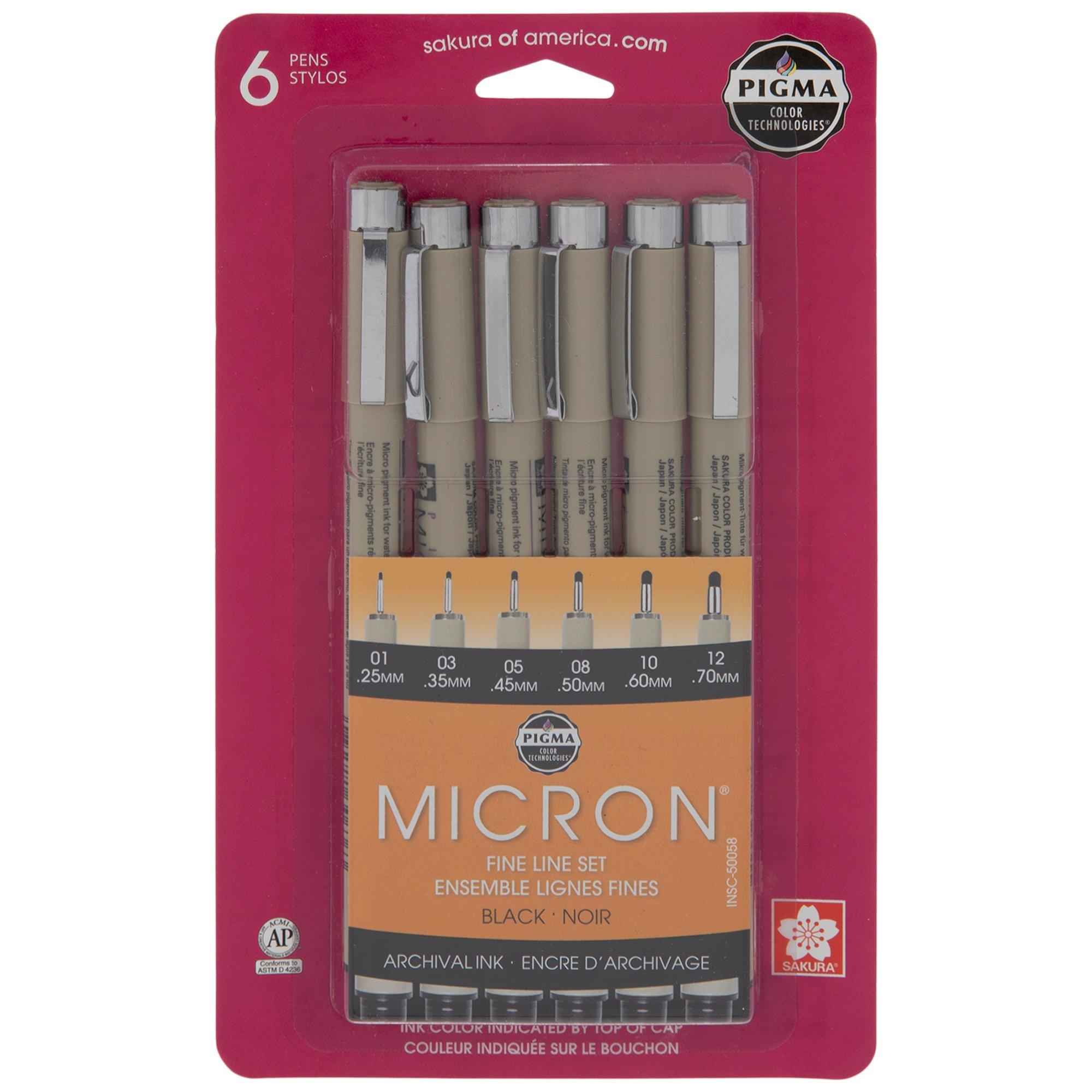 Black Micron Fine Line Ink Pens - 6 Piece Set | Hobby Lobby | 2144053