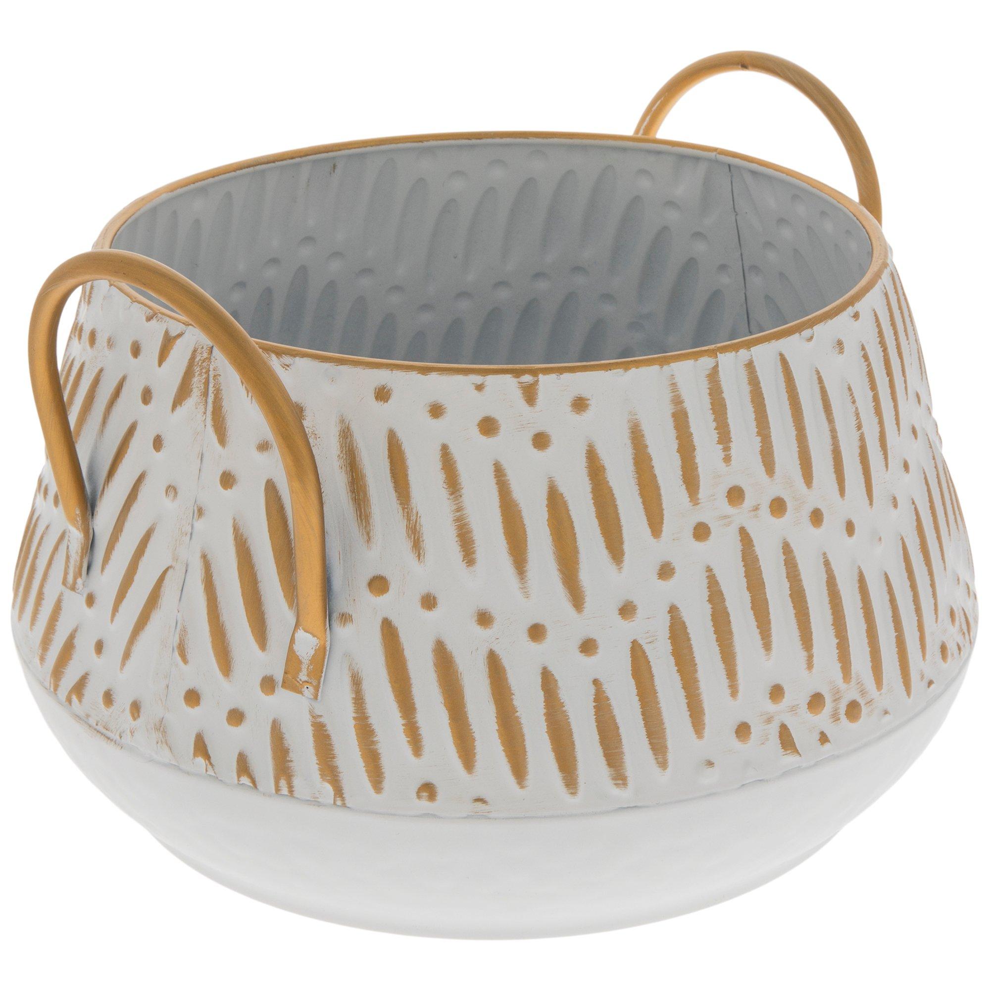 Embossed Gold & White Metal Planter | Hobby Lobby | 2146017