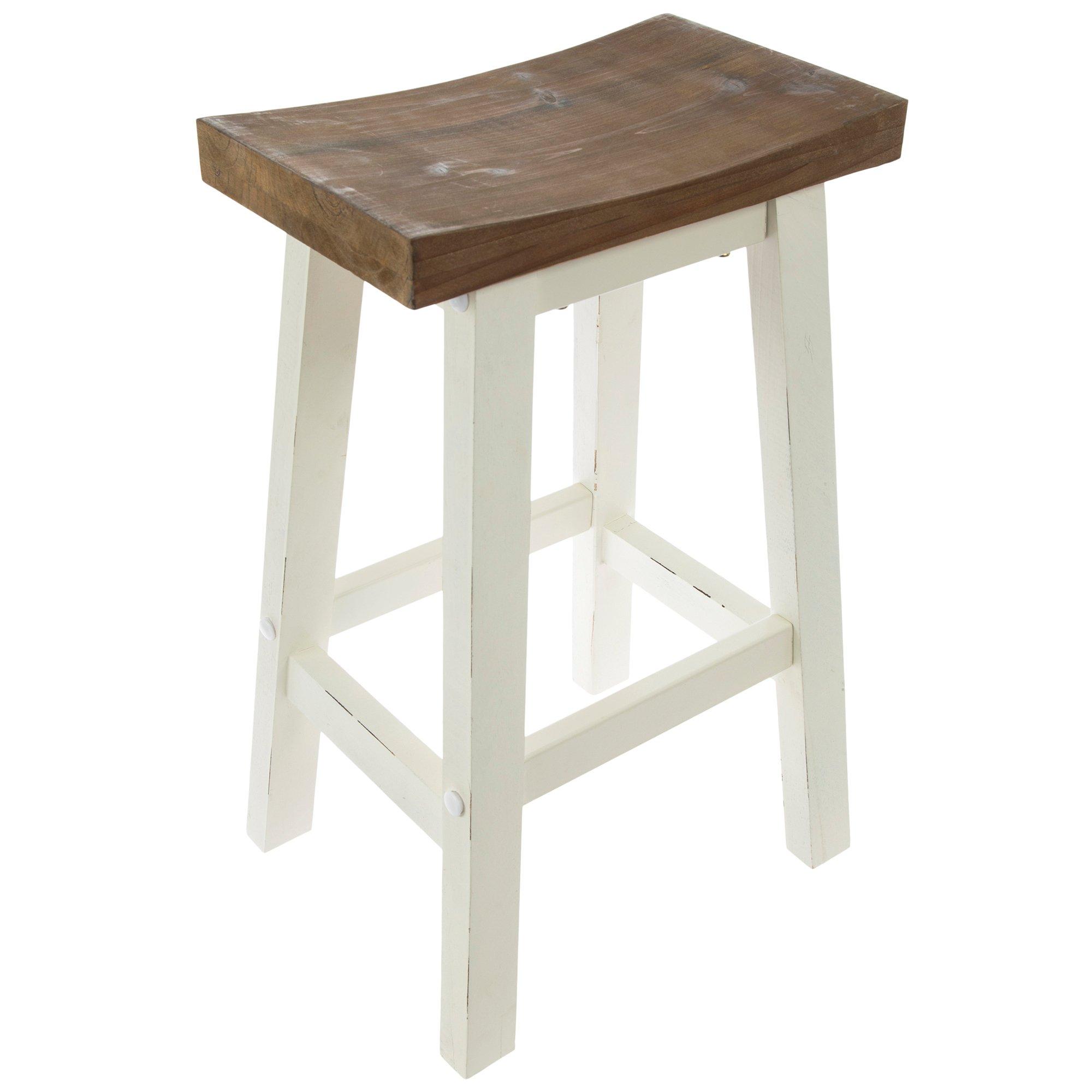 White & Brown Wood Saddle Stool | Hobby Lobby | 2155786