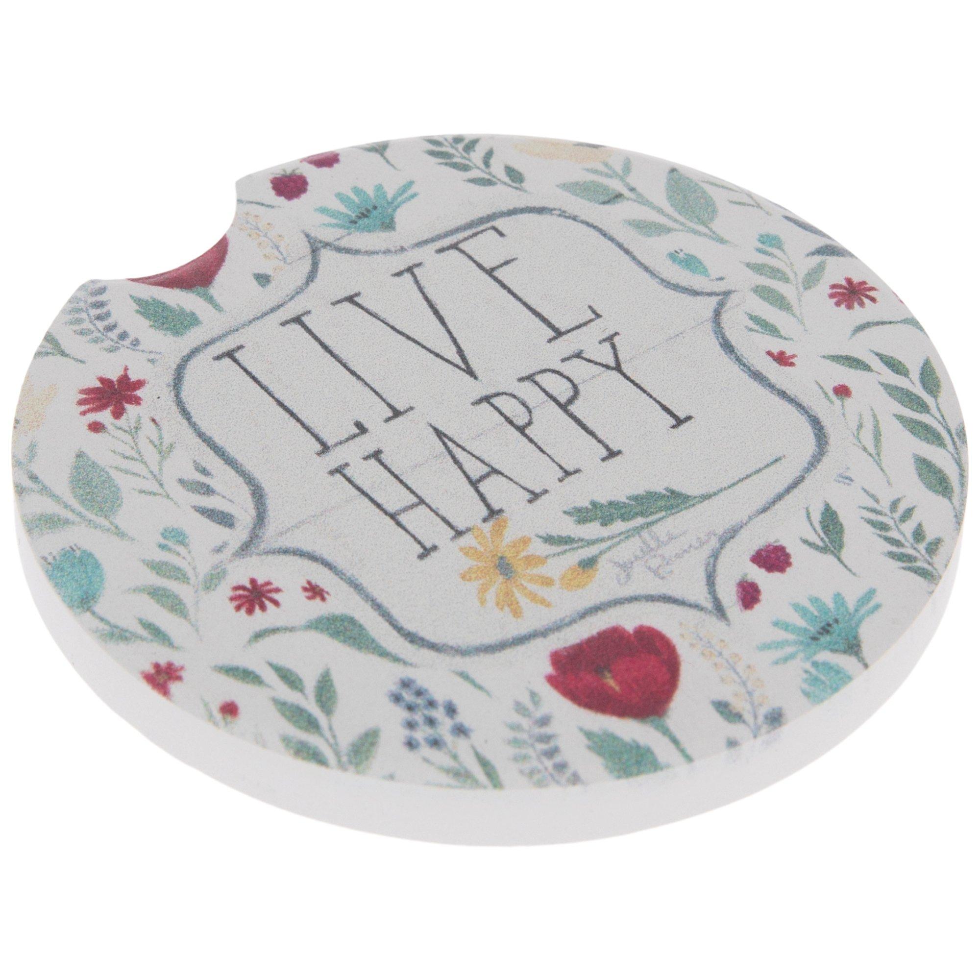 Live Happy Floral Car Coaster | Hobby Lobby | 2170108