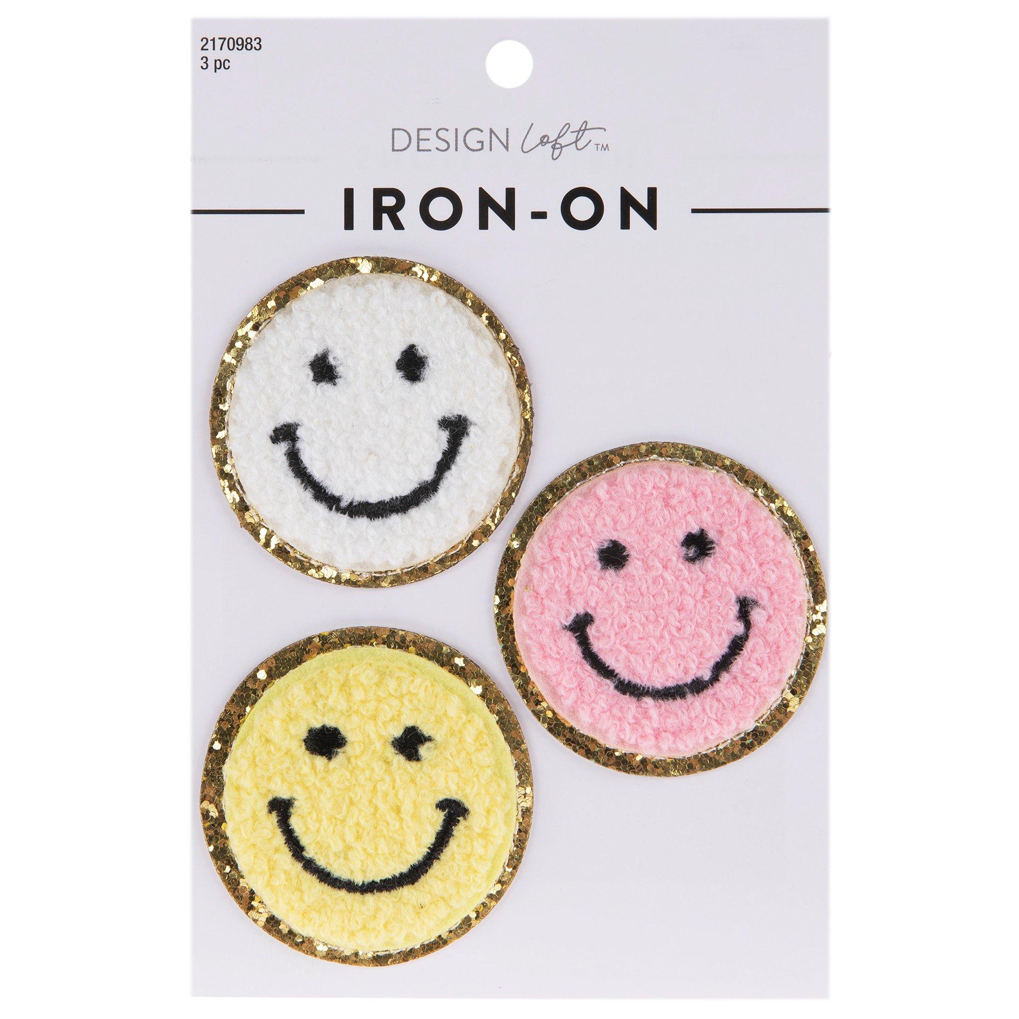 Happy Face Chenille Iron-On Patches | Hobby Lobby | 2170983