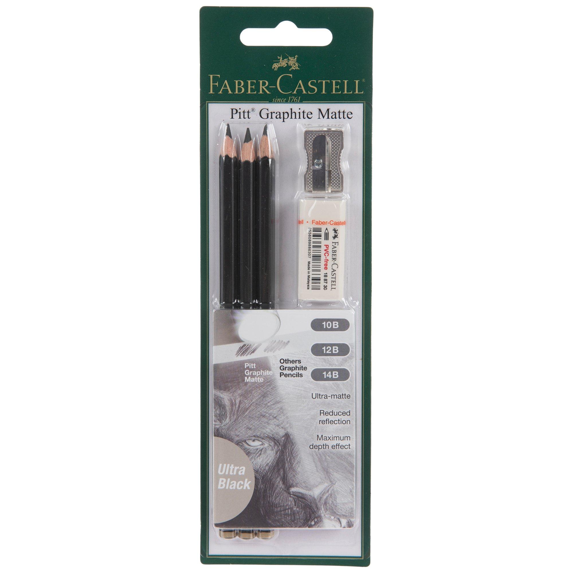 Faber-Castell Pitt Graphite Matte Ultra Black Pencils - 5 Piece Set ...