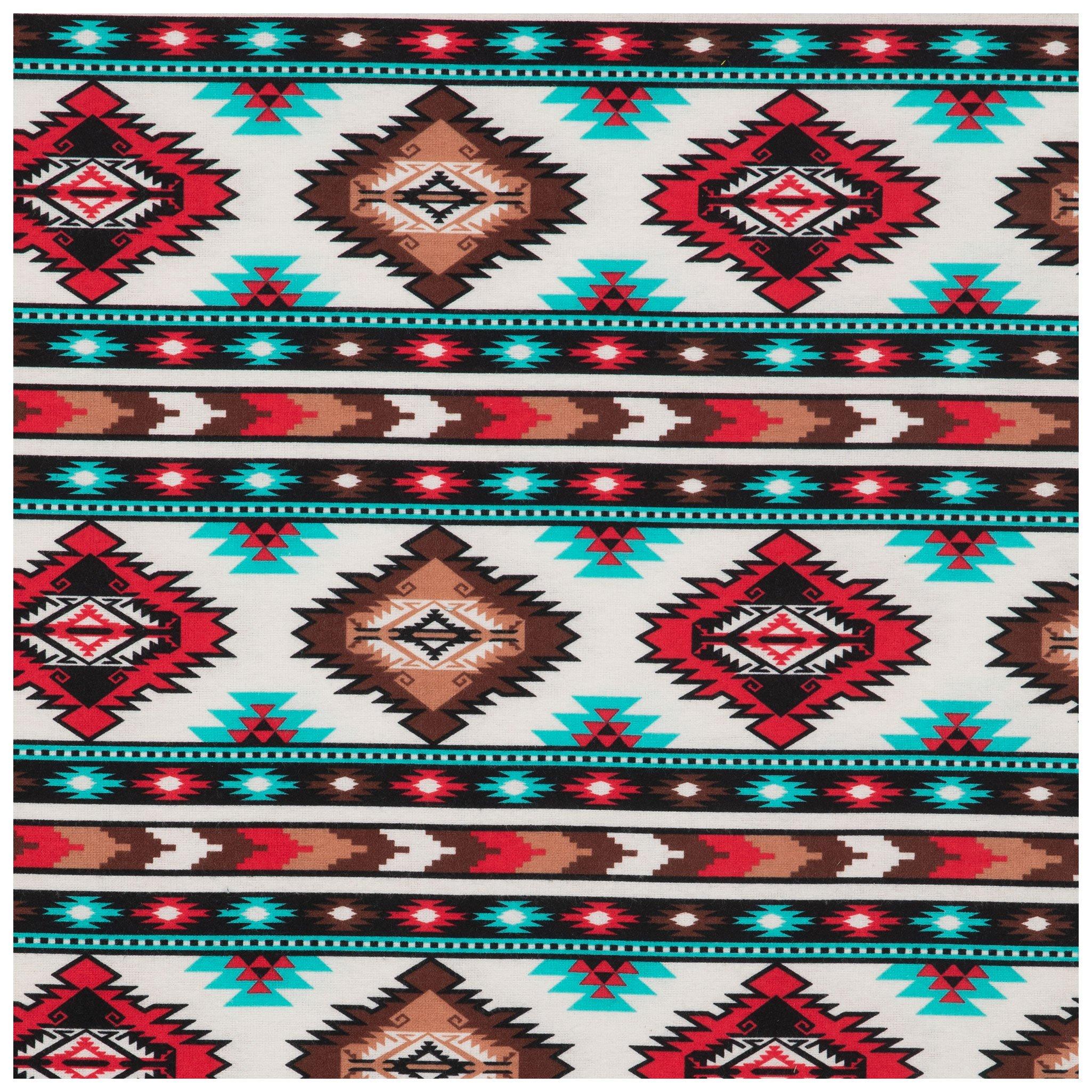 Red & Turquoise Southwest Flannel Fabric | Hobby Lobby | 2201408