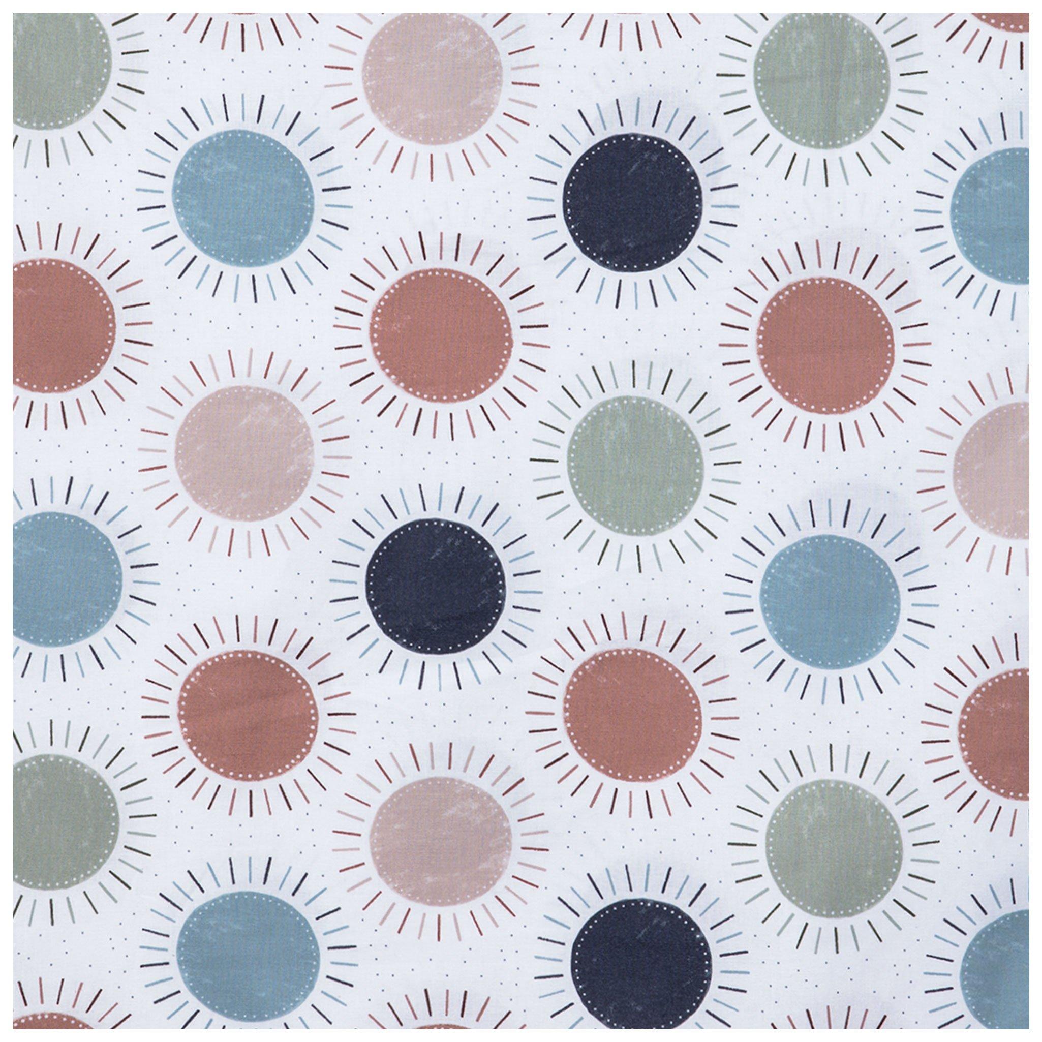 Navy & Coral Suns Cotton Calico Fabric | Hobby Lobby | 2241297