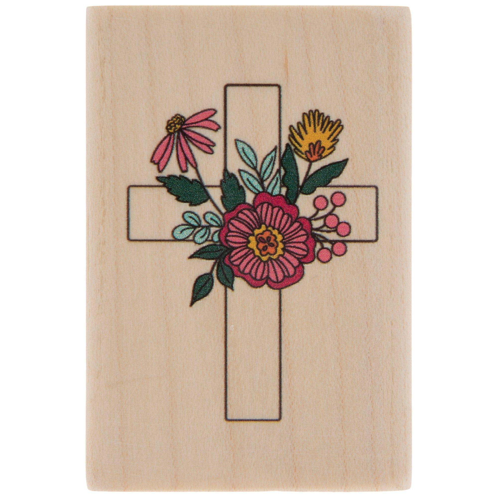 Floral Cross Rubber Stamp | Hobby Lobby | 2244572