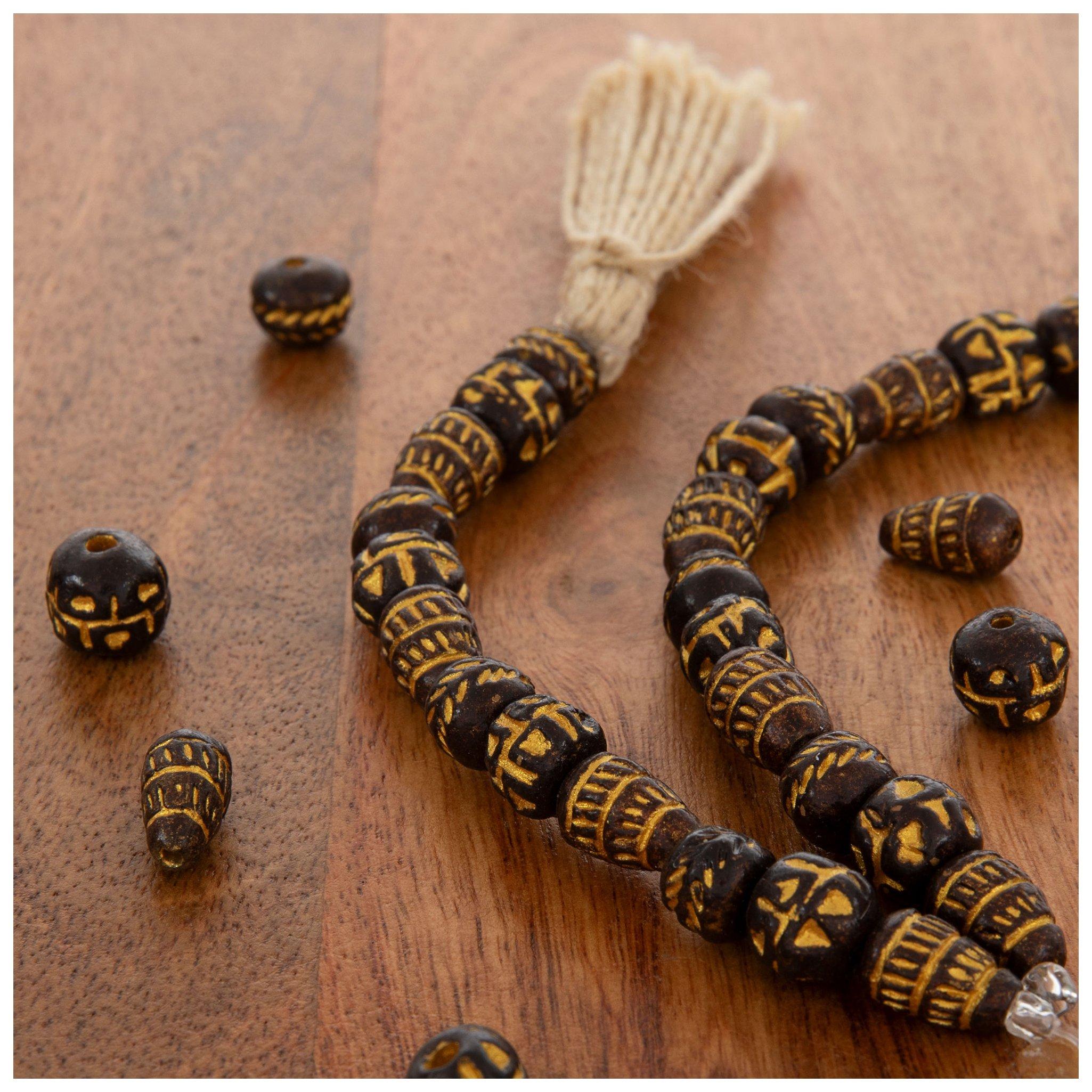 Brown & Gold Clay Bead Strands With Tassels | Hobby Lobby | 2263366