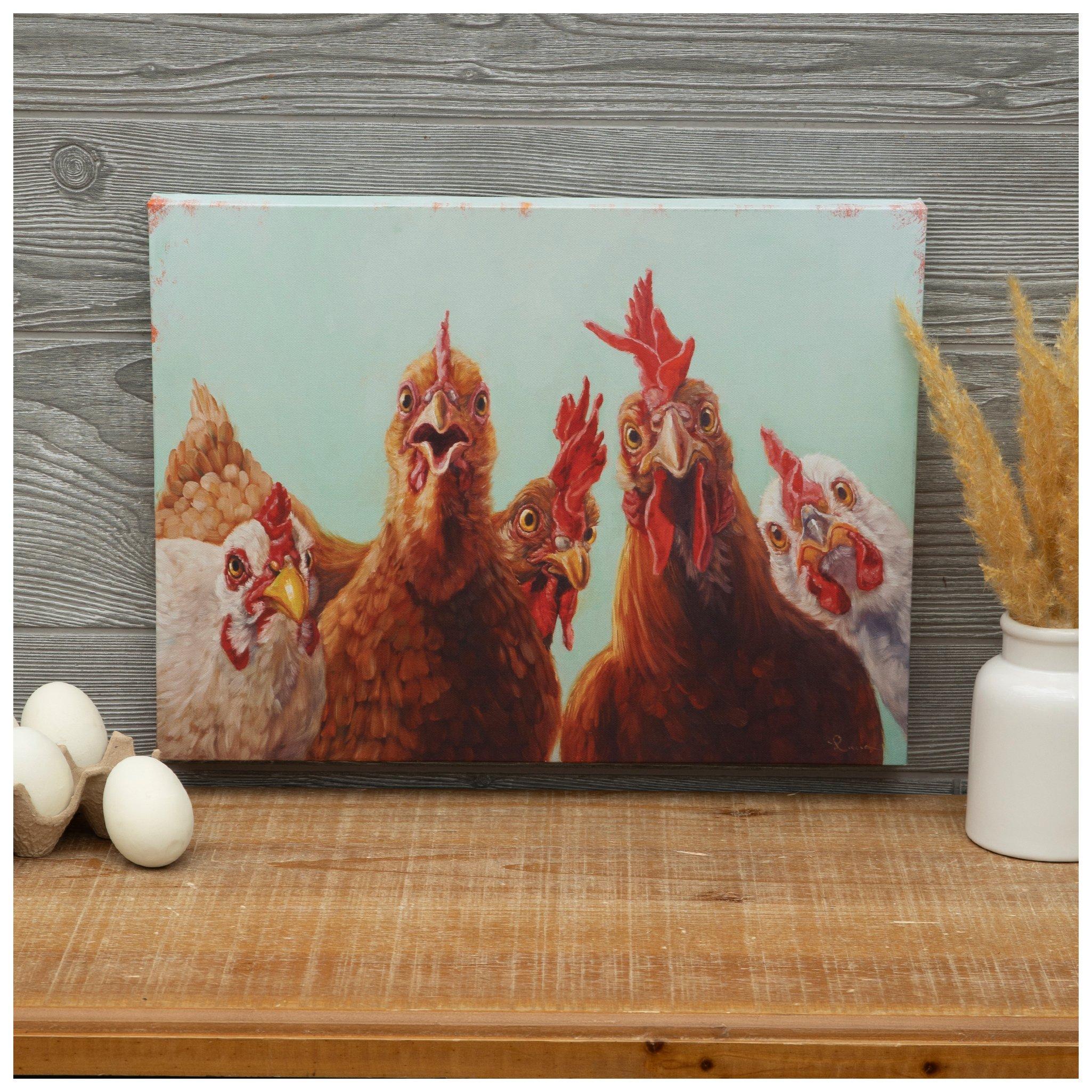 Chicken Stare Down Canvas Wall Decor | Hobby Lobby | 2284123
