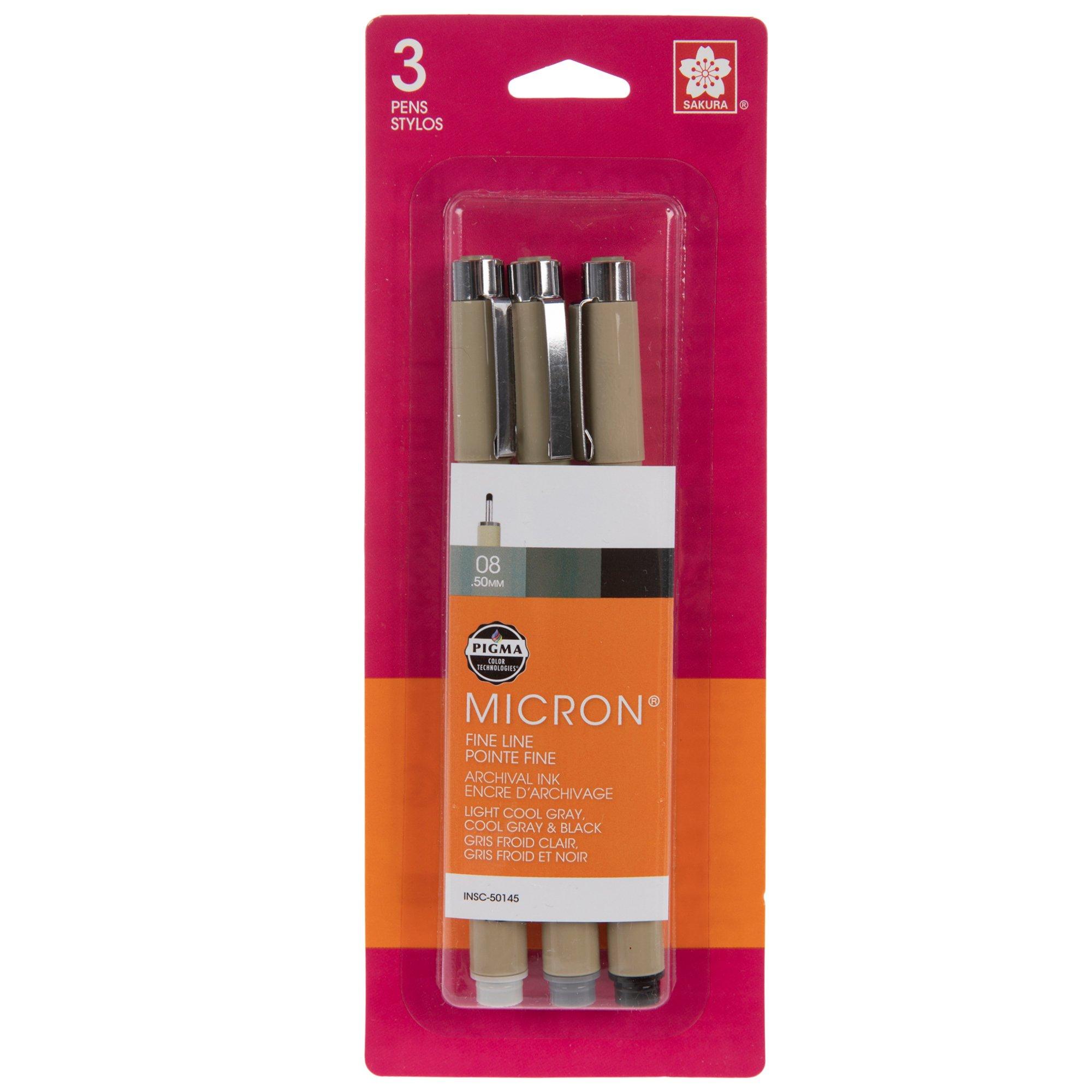 Black & Gray Micron Ink Pens - 3 Piece Set | Hobby Lobby | 2297299