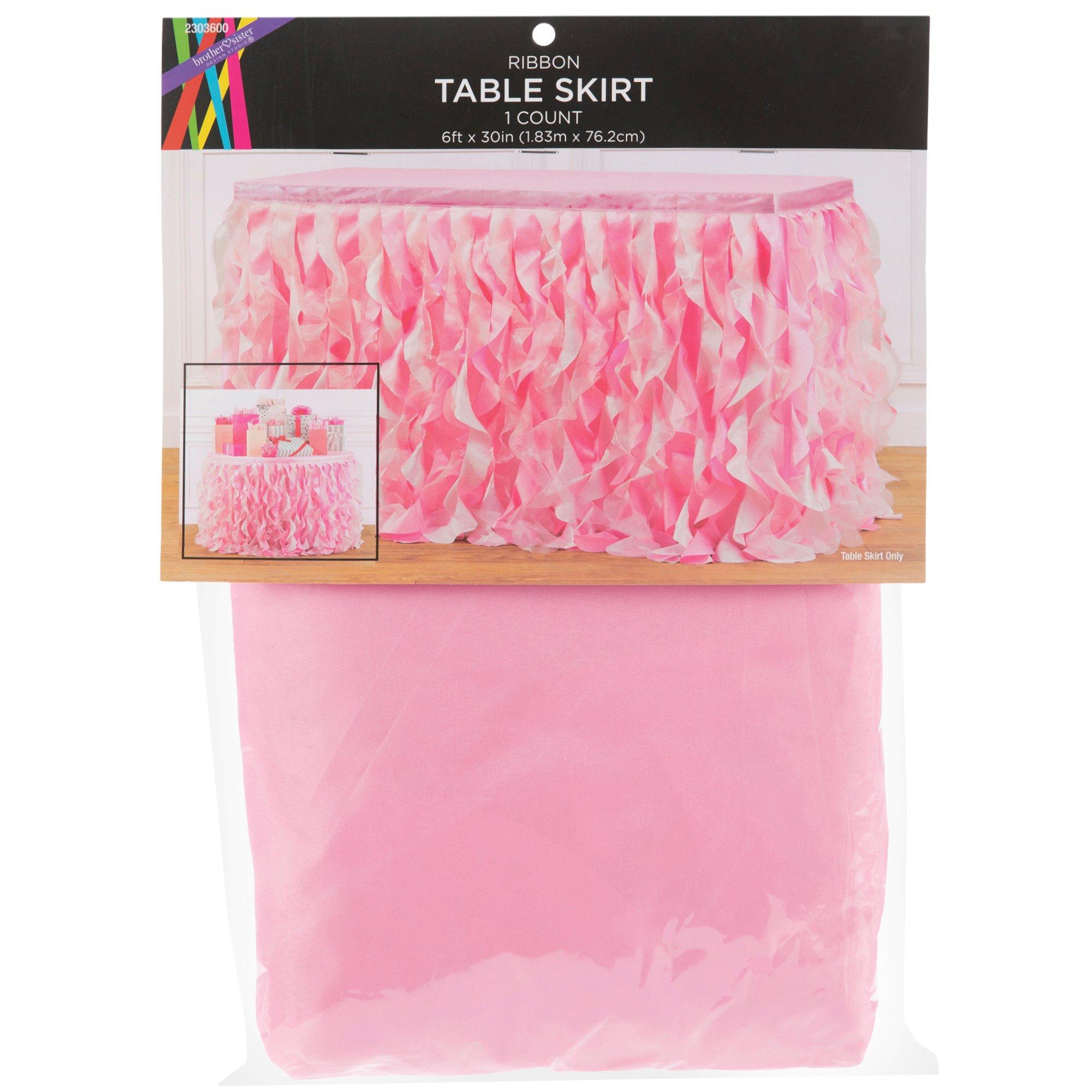 Pink & White Ribbon Table Skirt | Hobby Lobby | 2303600