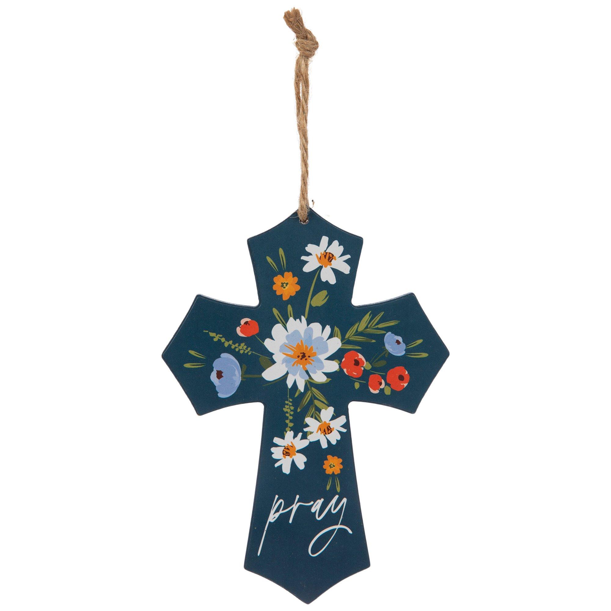Blue Floral Mini Wood Wall Cross | Hobby Lobby | 2327724