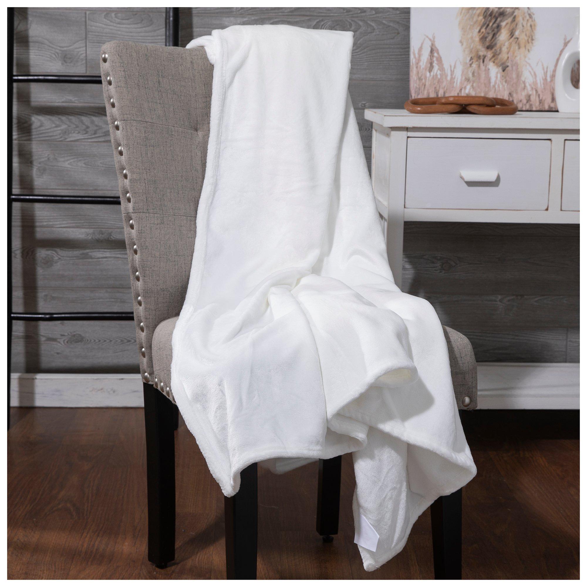 White Glazed Fleece Throw Blanket | Hobby Lobby | 2338390