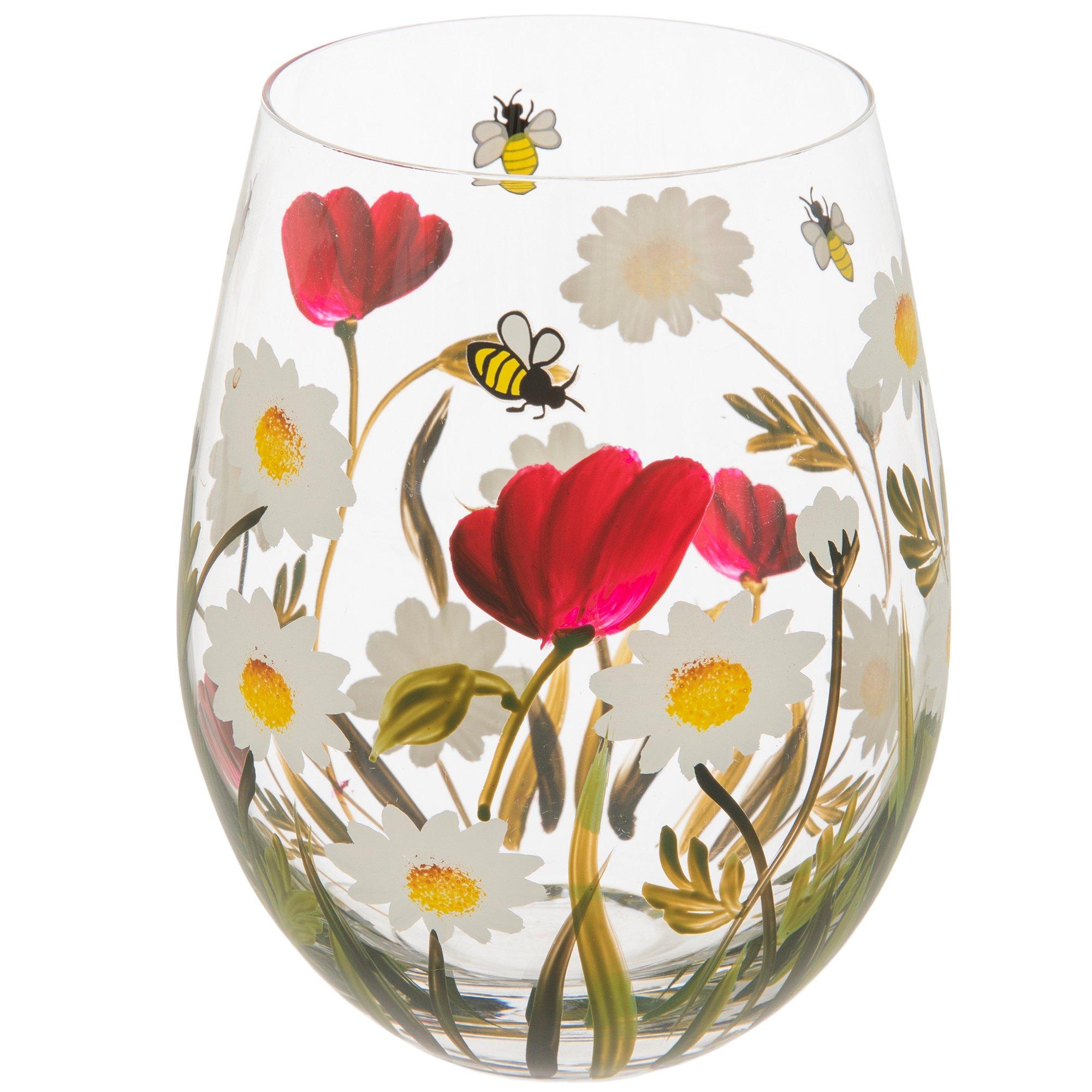 Bees & Flowers Glass Cup | Hobby Lobby | 2348969