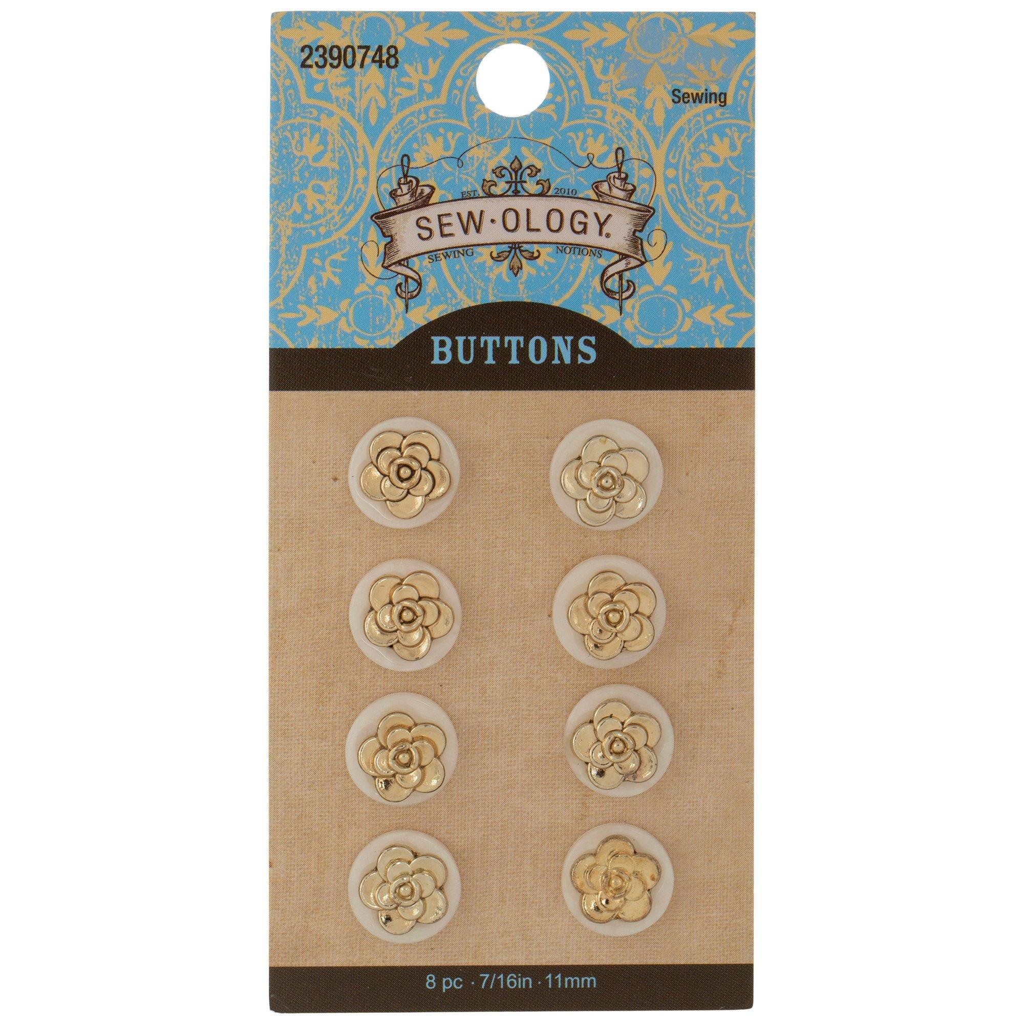 Gold & White Flower Shank Buttons | Hobby Lobby | 2390748