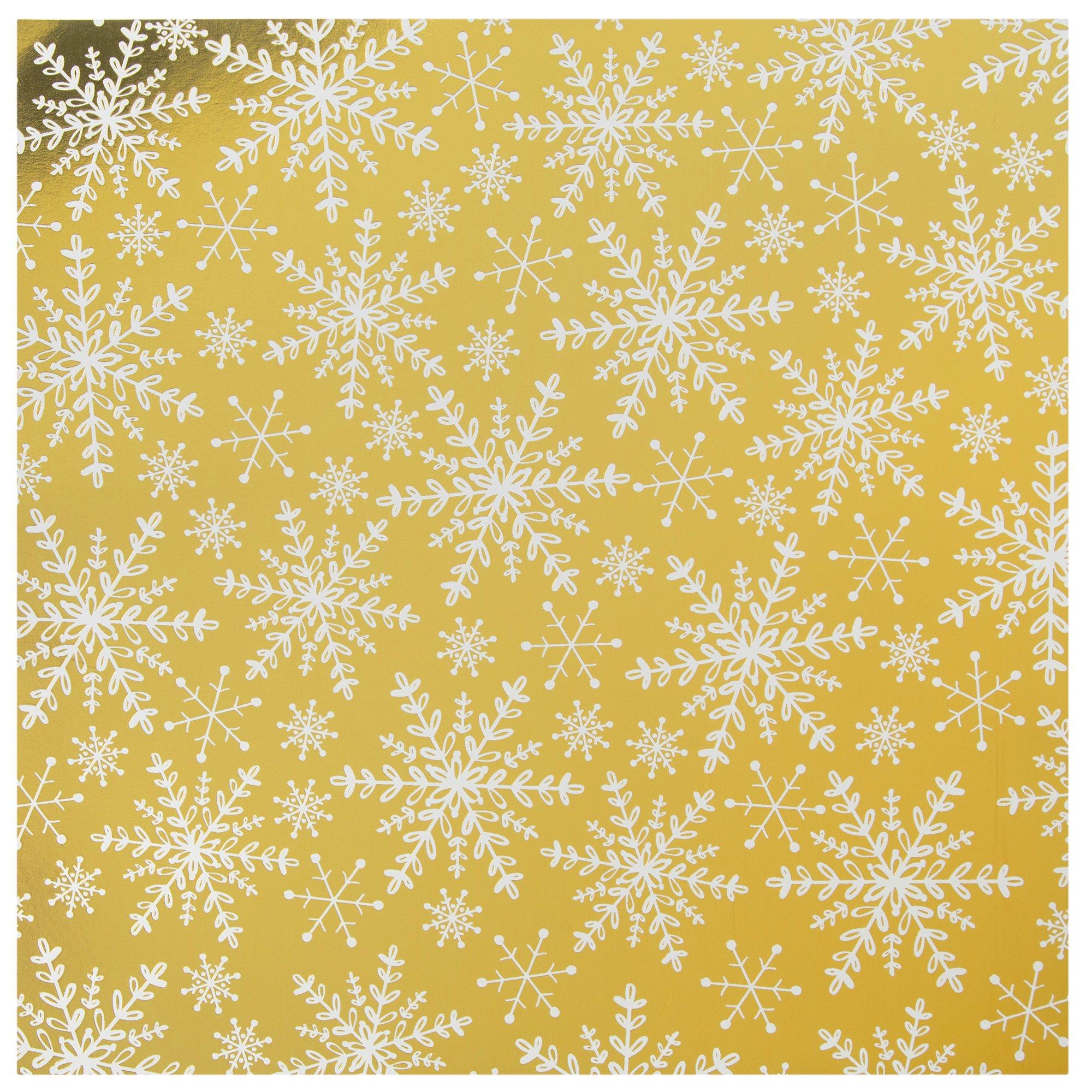 Gold Snowflakes Scrapbook Paper - 12" x 12" | Hobby Lobby | 2399335