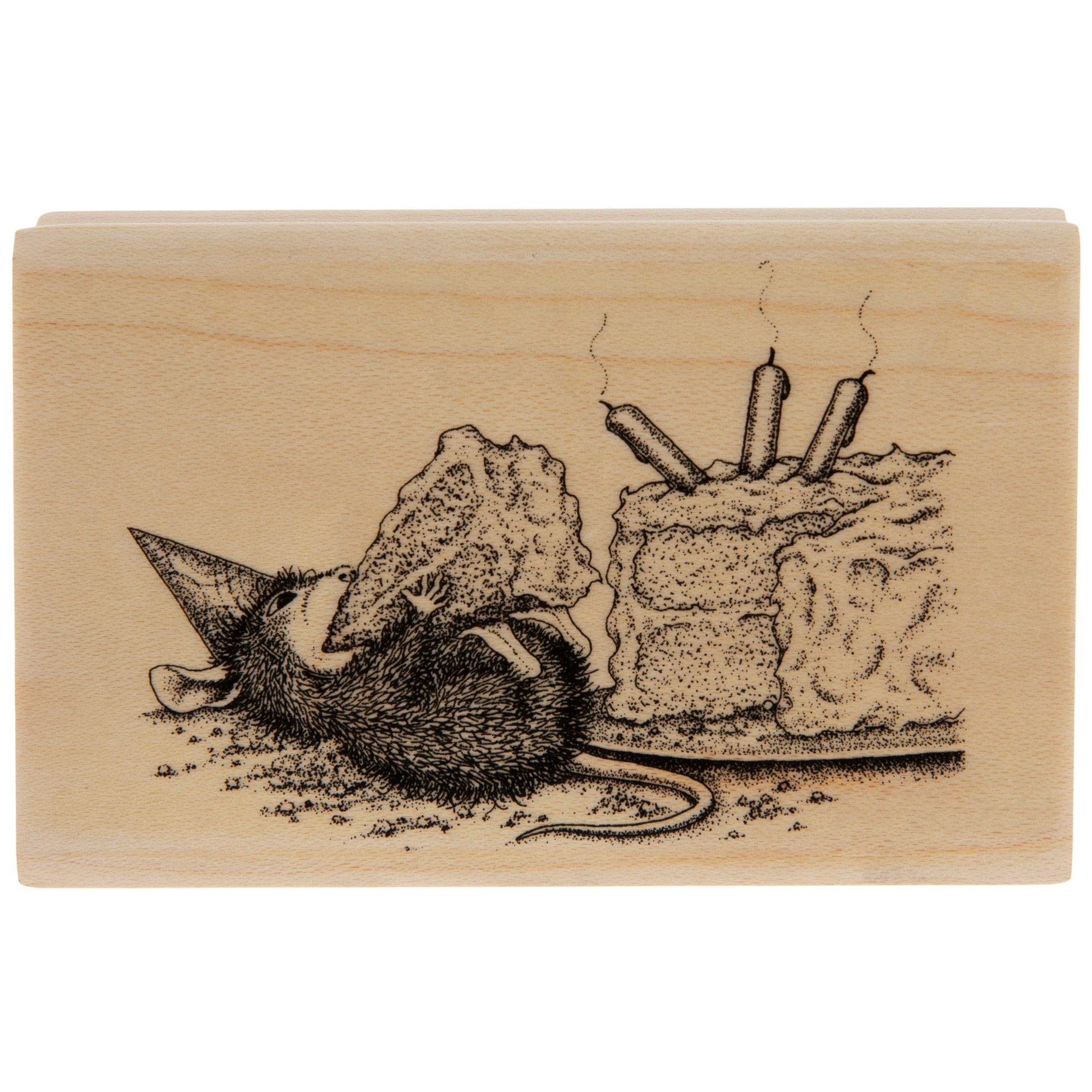 Mouse Eating Birthday Cake Rubber Stamp | Hobby Lobby | 2408607